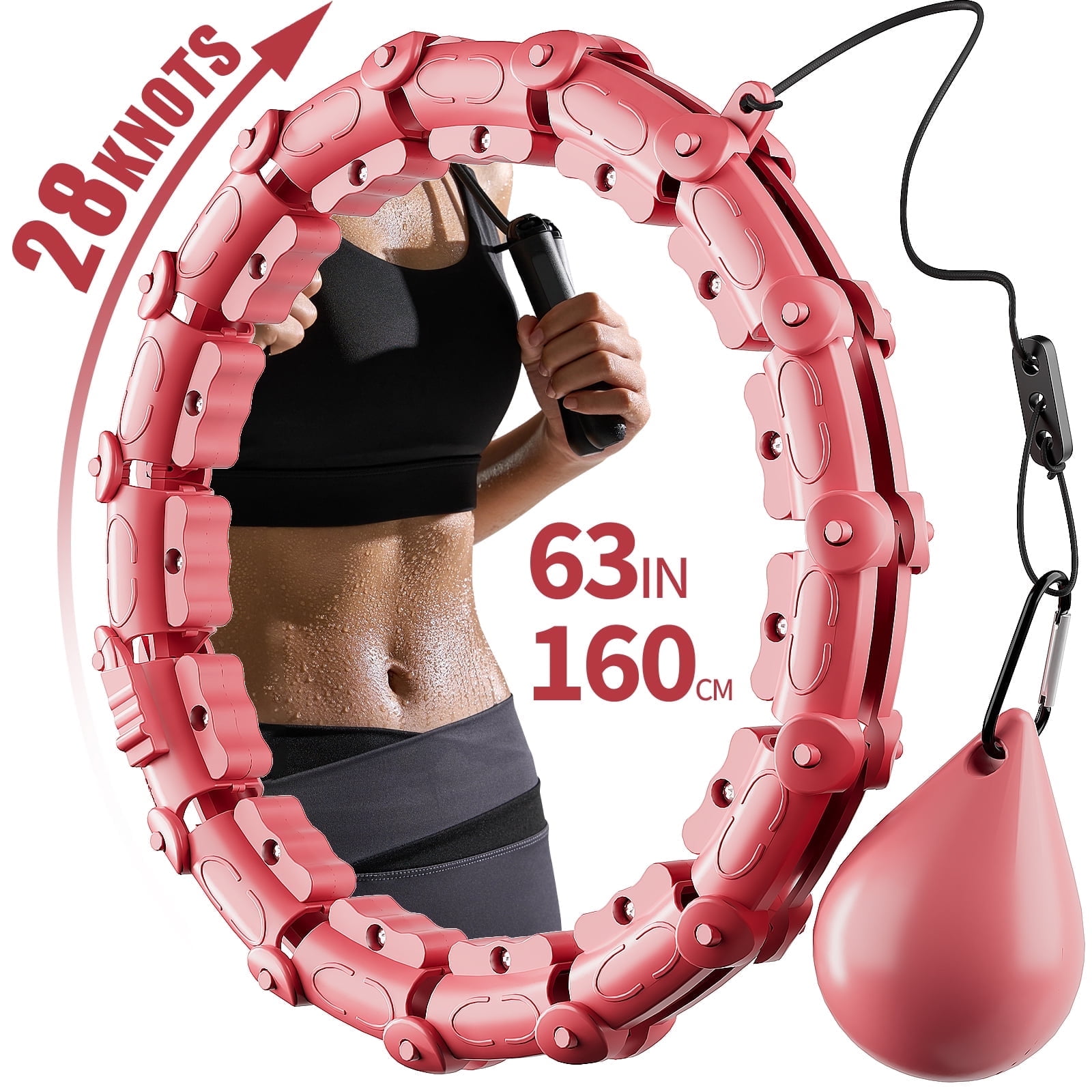 Upgraded Large Size Smart Weighted Exercise Hoops, Abdomen Fitness Weight Loss Hoops, Detachable ...