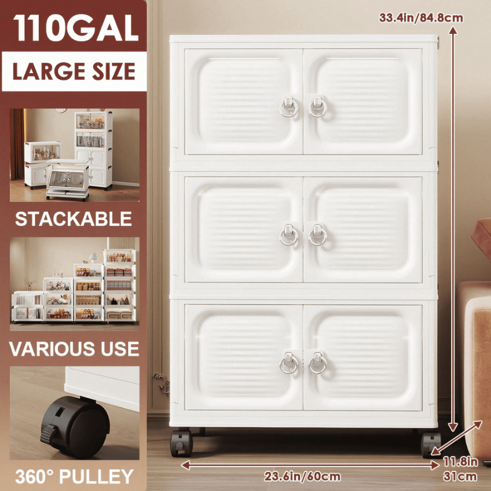Upgraded Large Storage Bins With Lids, 110GAL Plastic Storage Box With ...