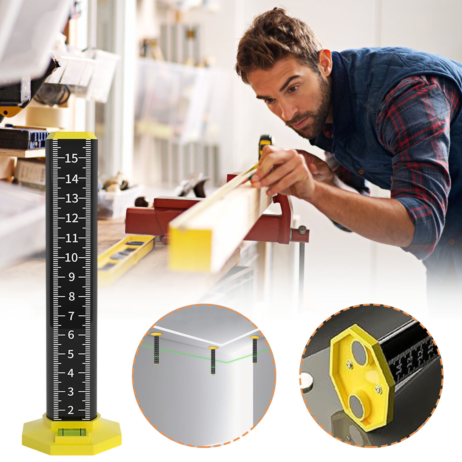 Upgraded Light Steel Leveling Tool with Four-Sided Scale and Magnetic ...