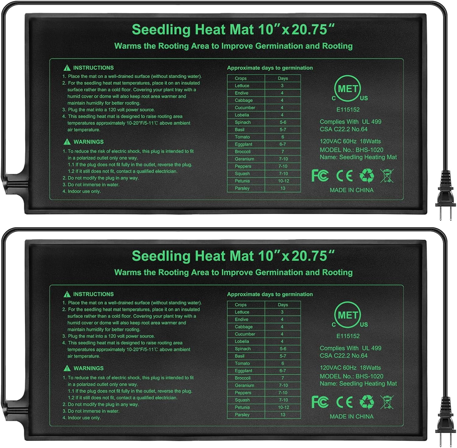 Upgraded MET Certified Seedling Heat Mat,Waterproof Plant Heating Mat ...