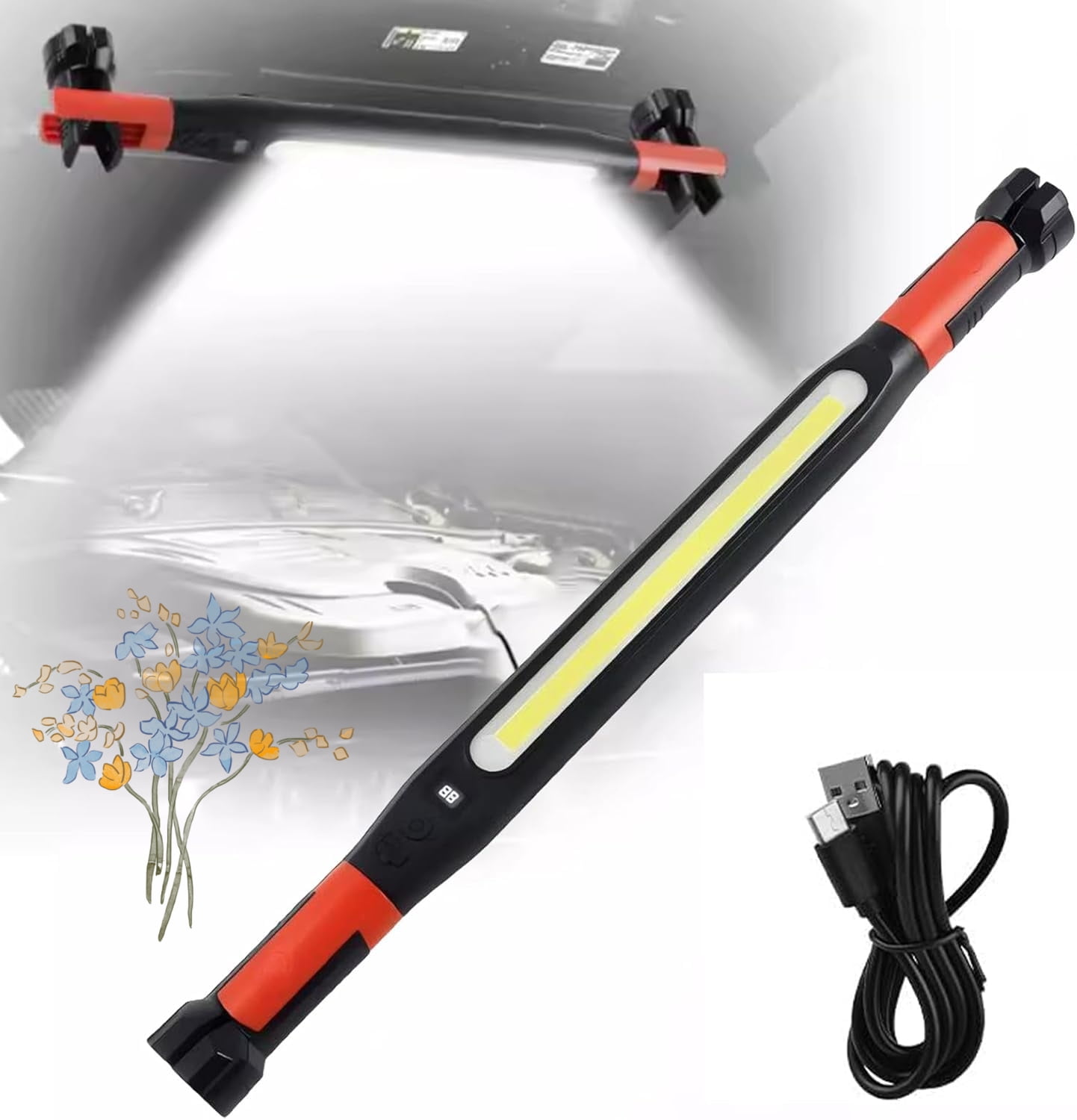 Upgraded Magnetic Work Light, 2026 New Rechargeable LED Work Light Bar ...