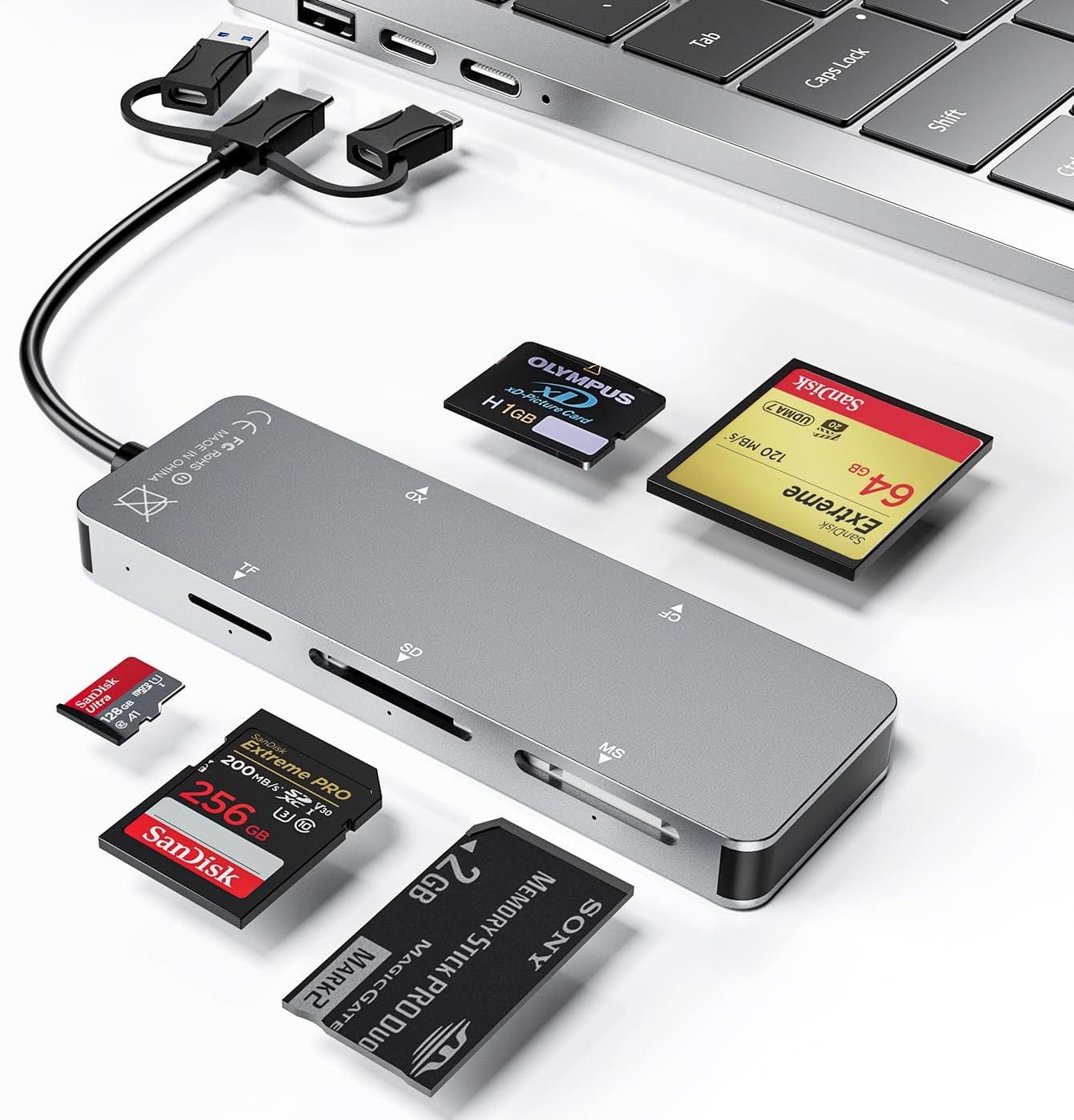 Upgraded Memory Duo - Supports Read 5 Cards Simultaneously SD/TF/CF/MS ...