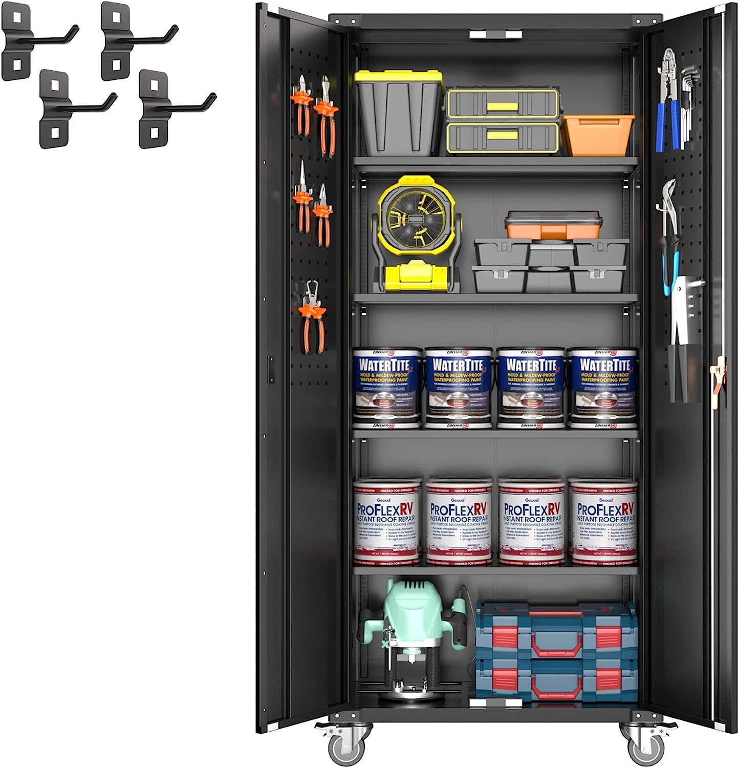 Upgraded Metal Garage Tools Storage Cabinet with Wheels, 72" Tall ...