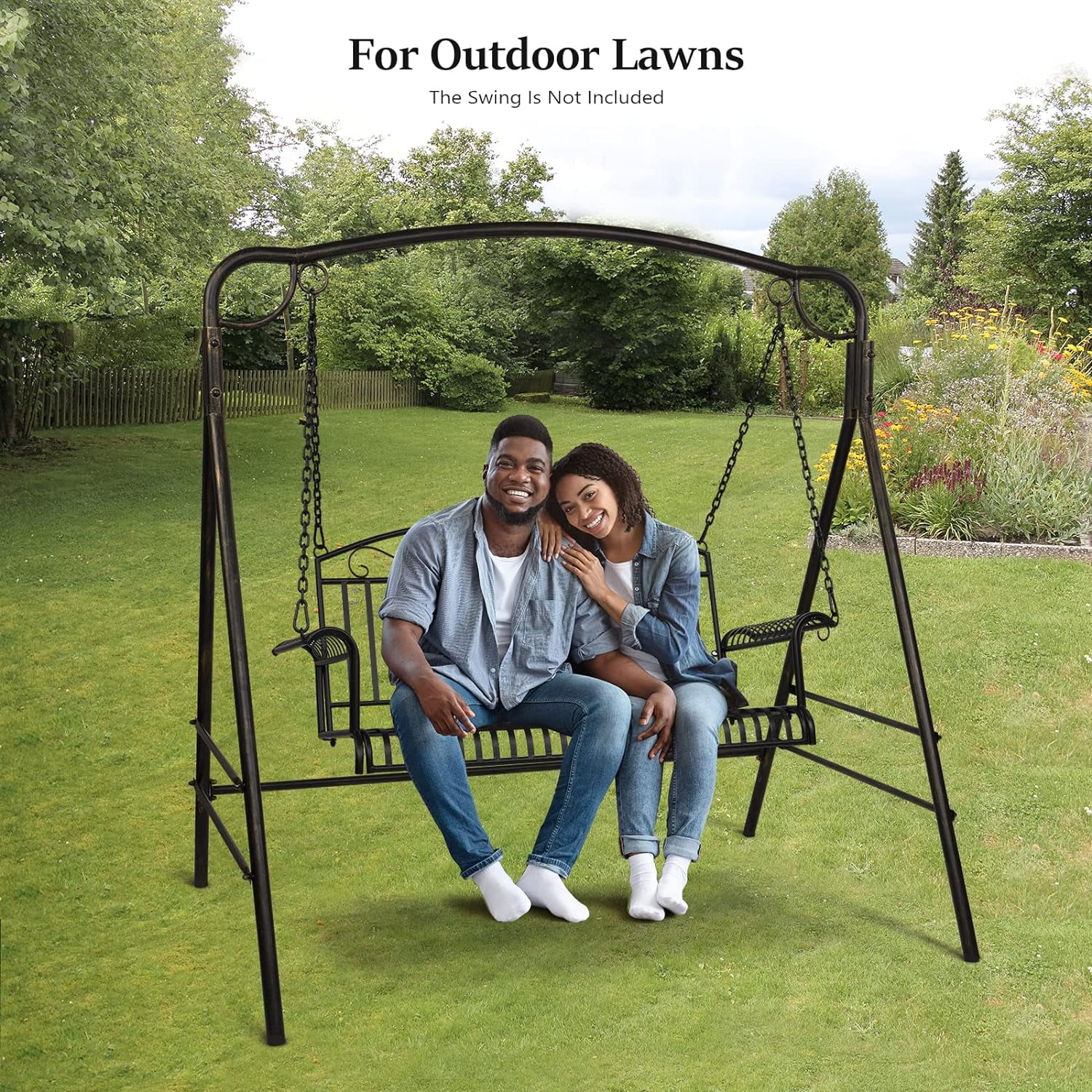 Upgraded Metal Porch Swing Stand with Antique Bronze Finish, Heavy Duty ...