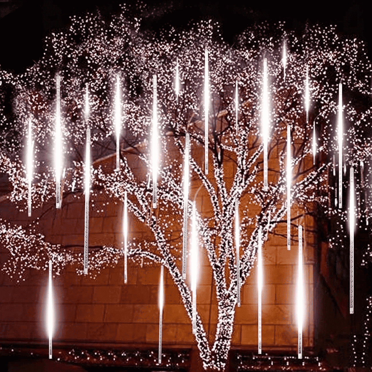 Upgraded LED Meteor Shower Rain Lights - Waterproof Christmas Tree ...
