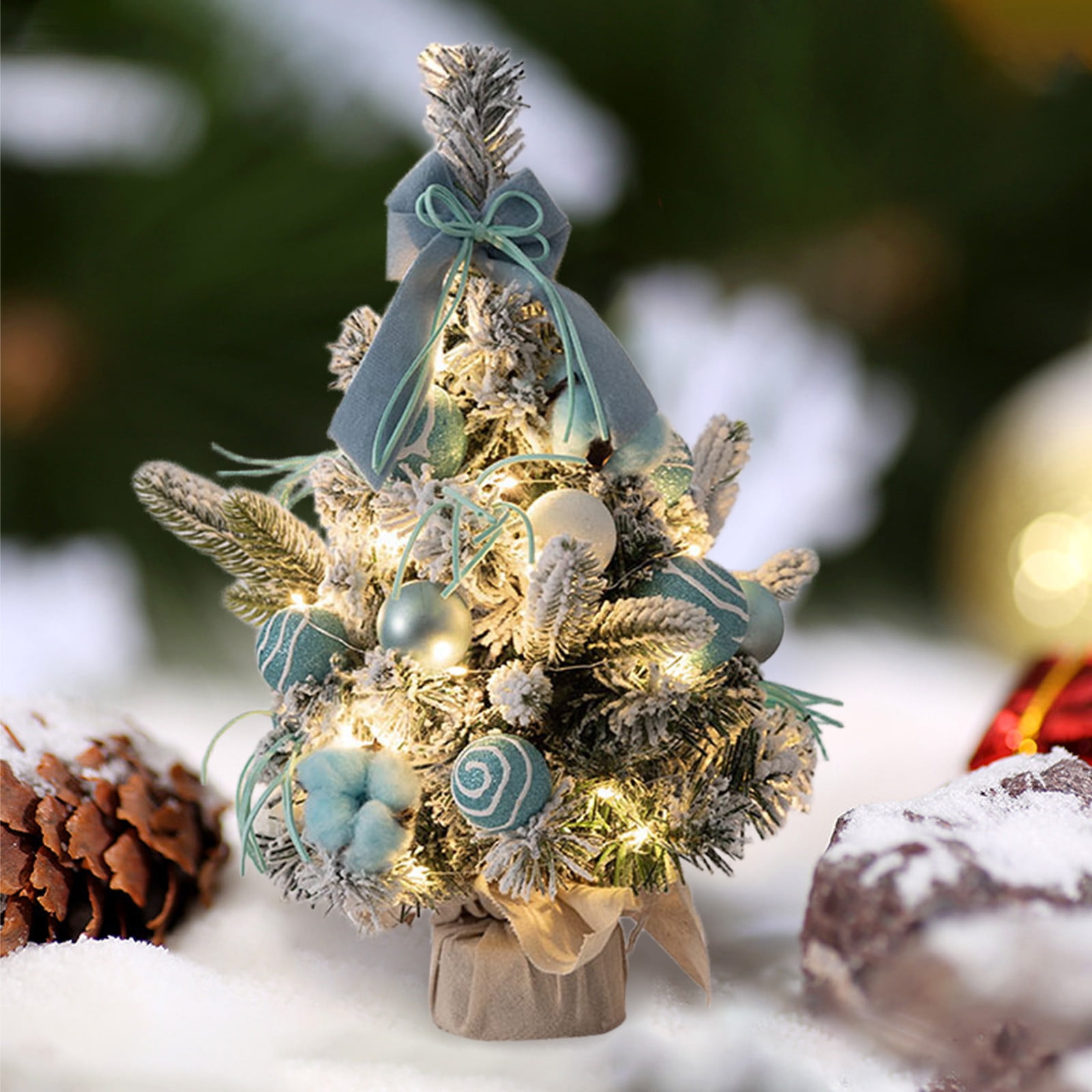 Upgraded Mini Artificial Christmas Tree With Lights 16in Xmas Desktop ...