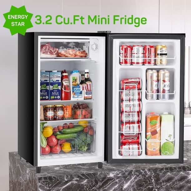 Upgraded Mini Fridge, 3.2 Cu. Ft Mini Fridge with Freezer, Compact ...