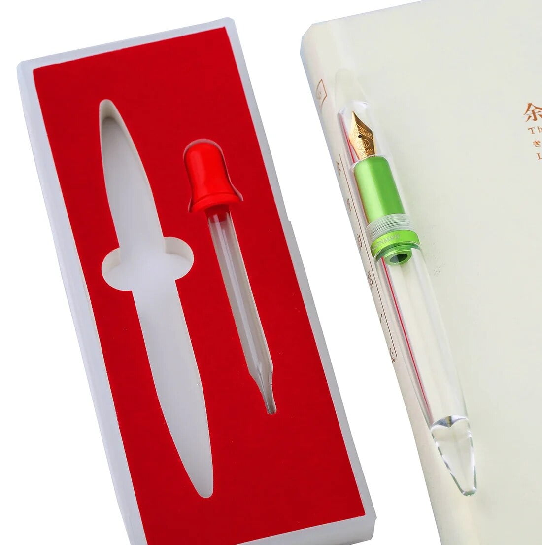 Upgraded Moonman / MAJOHN M2 Dropper Metal Fountain Pen Transparent Large-Capacity Green Iridium ...