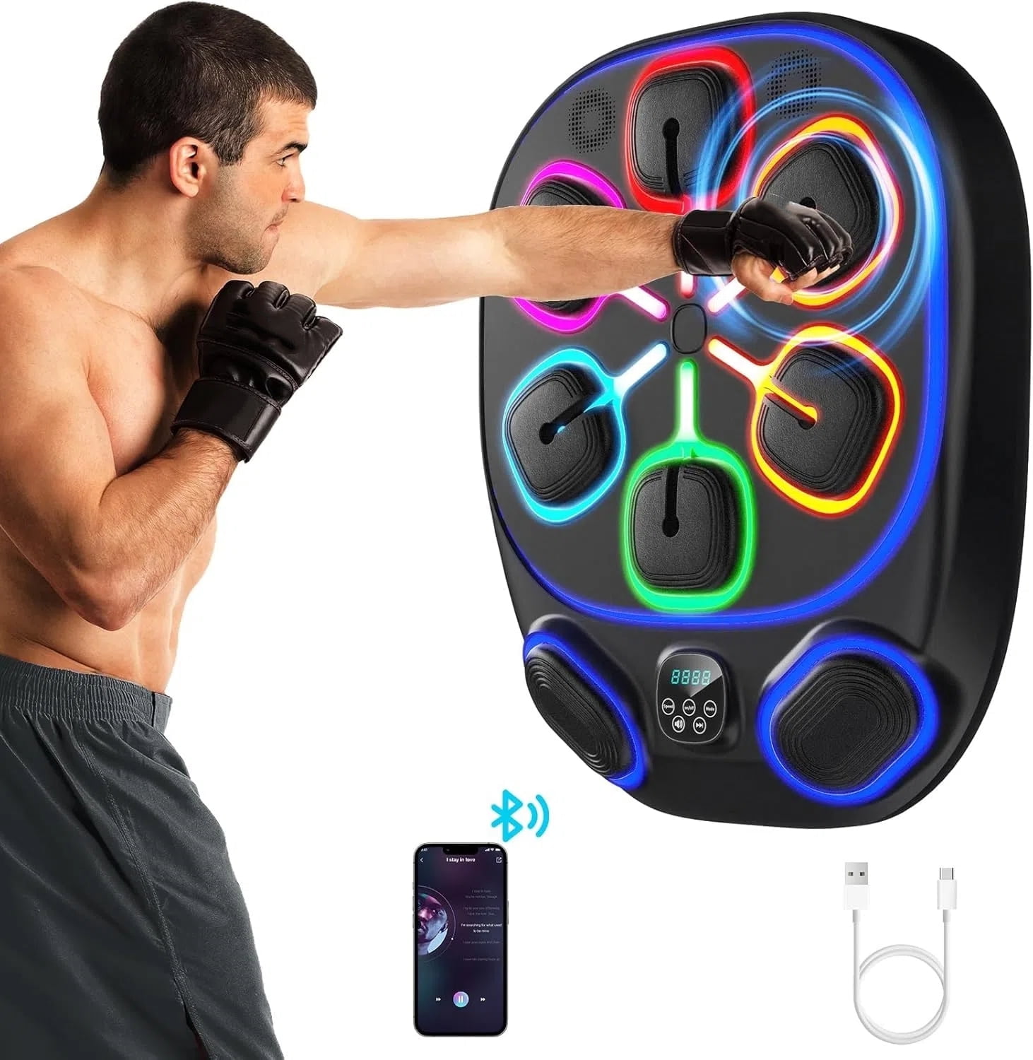 Upgraded Music Boxing Machine, Smart Bluetooth Boxing Music Workout ...