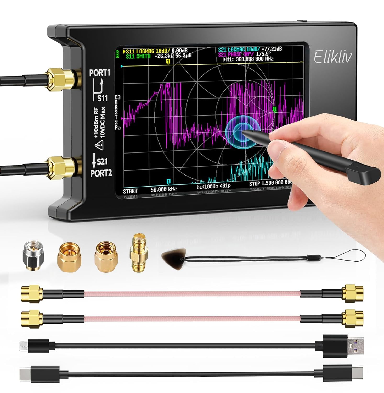 Upgraded NanoVNA-H4 Vector Network Analyzer V4.3, 10KHz-1.5GHz HF VHF UHF Antenna Analyzer for ...