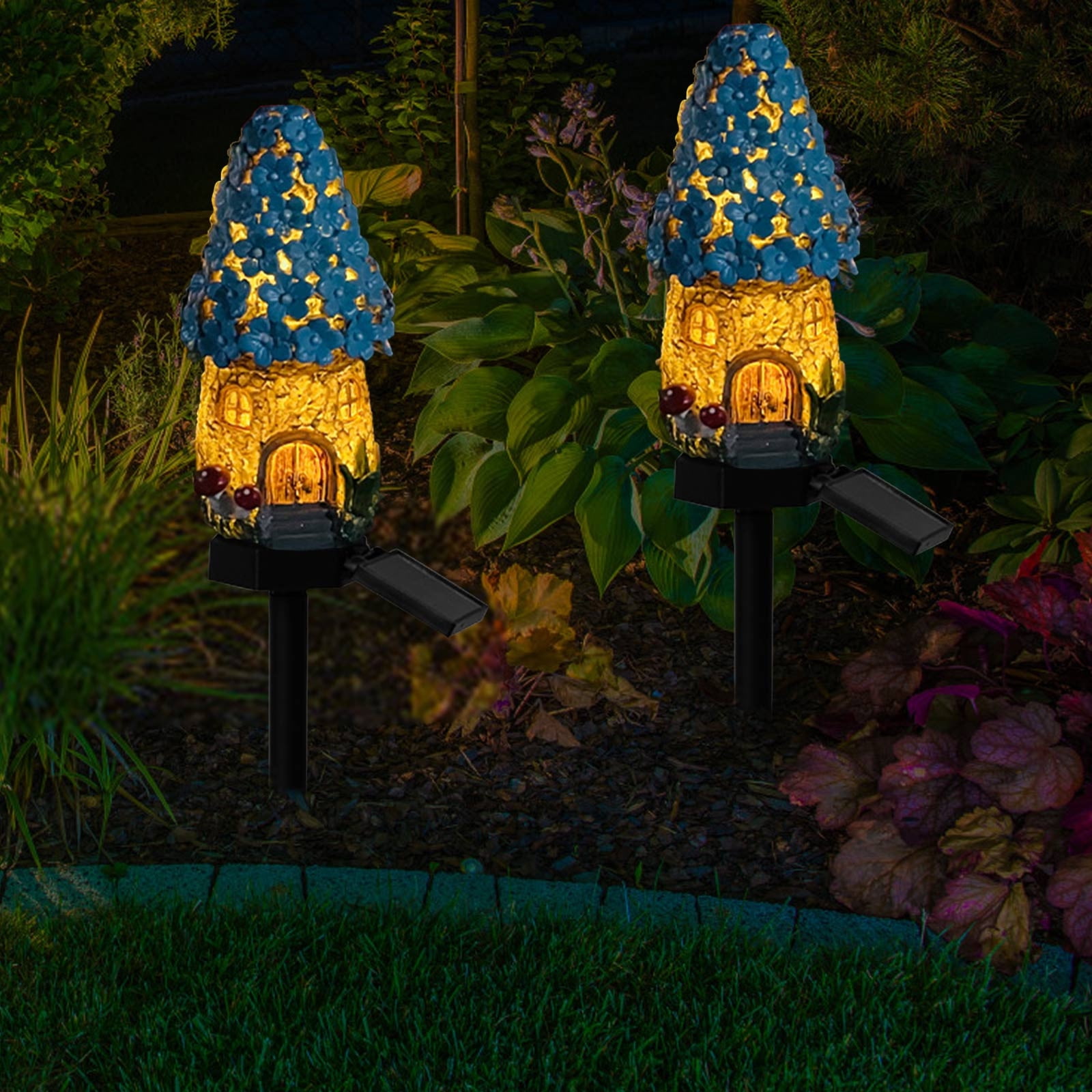Upgraded New Solar Resin Ground Lamp Outdoor Garden Lights Garden ...