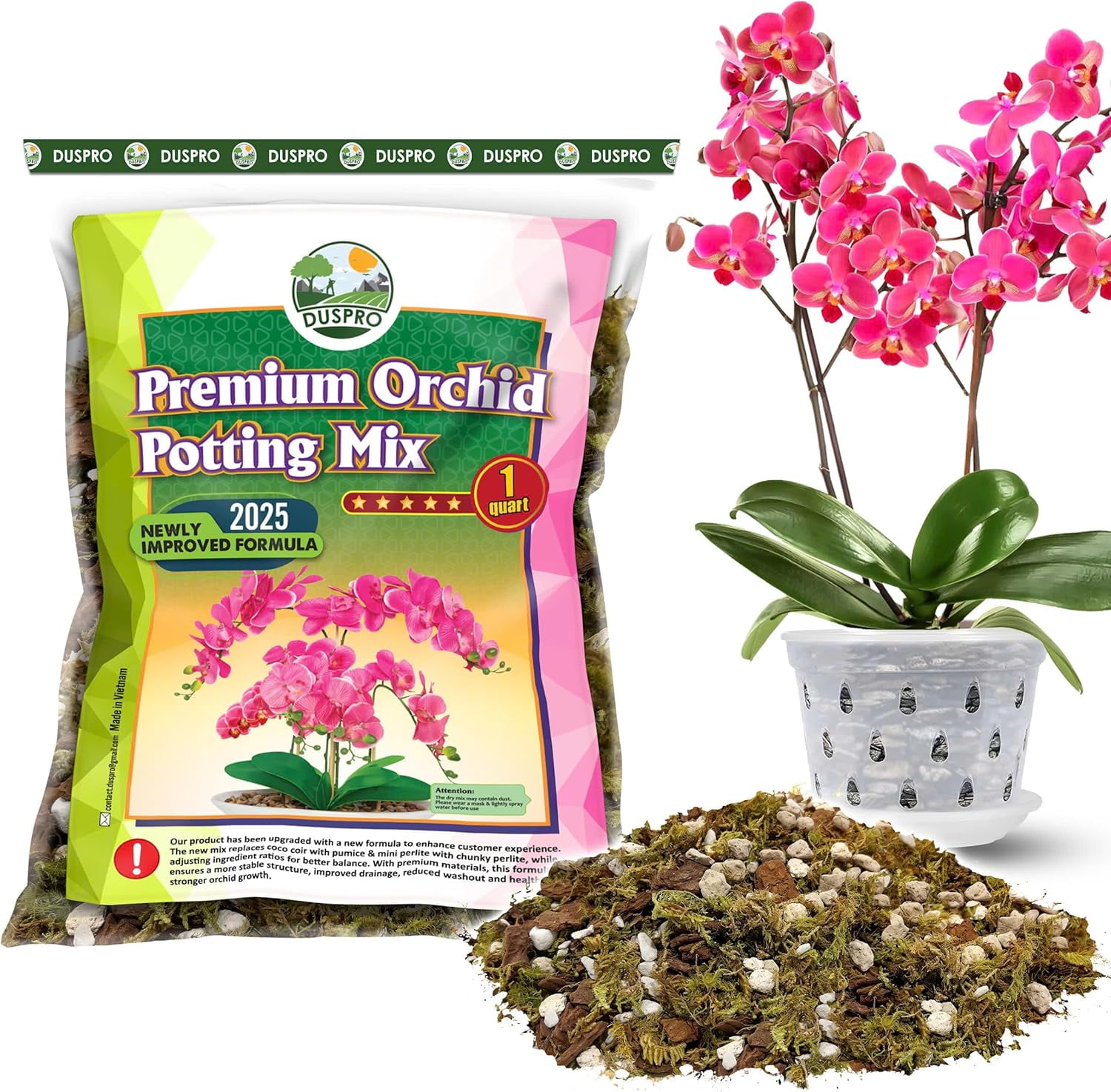 [Upgraded] Orchid Potting Mix for Repotting with Forest Moss, Pine Bark ...