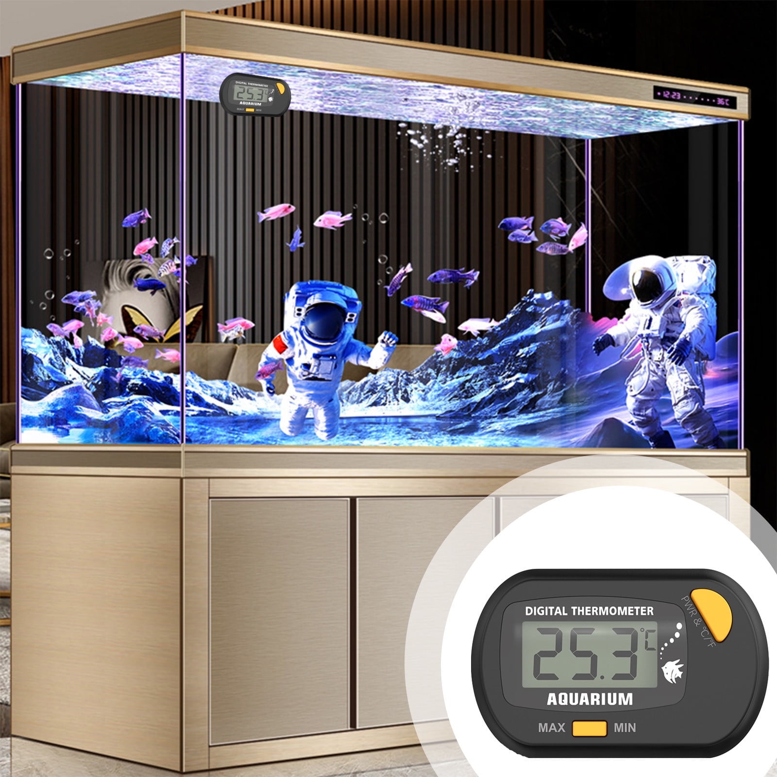 Upgraded Pet Aquarium Thermometer: Electronic Temperature Probe with ...