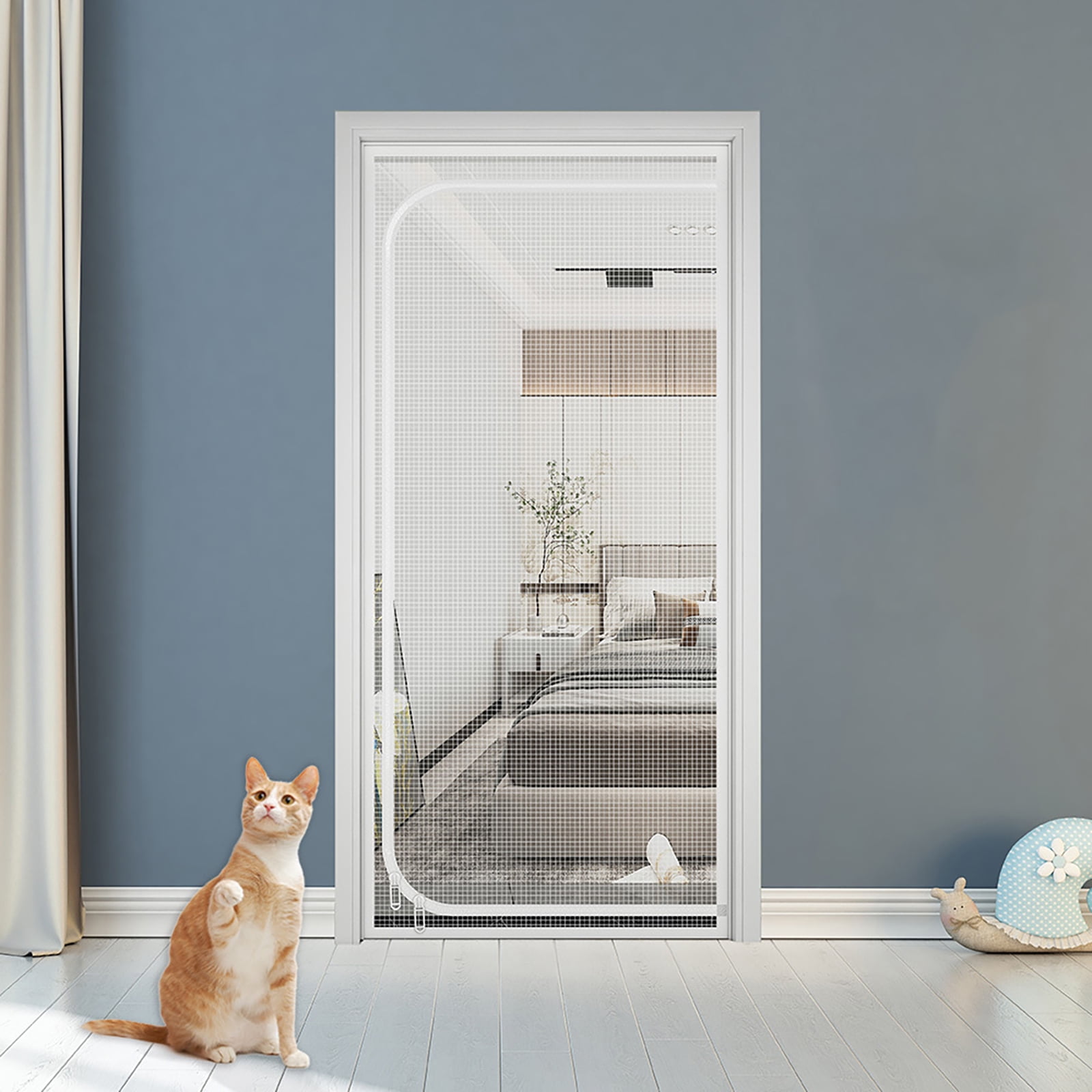 Upgraded Pet Screen Door Fits Doors Up to 33"x80",Heavy Duty Cat Proof ...