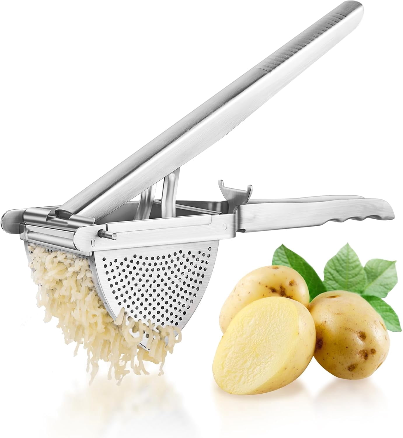 Upgraded Potato Ricer Stainless Steel, Heavy-Duty Potato Masher with ...