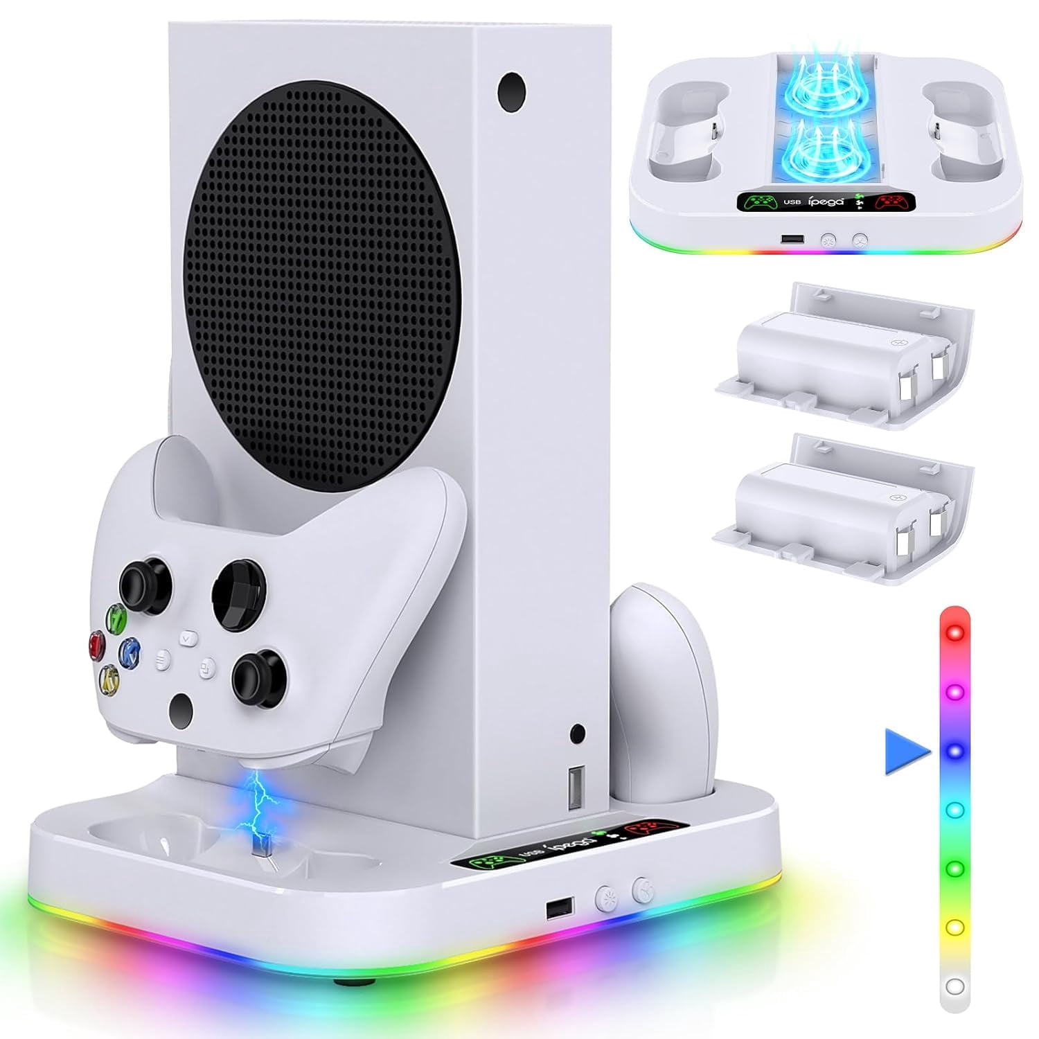 Upgraded RGB Cooling Fan Charging Station for Xbox Series S Console ...