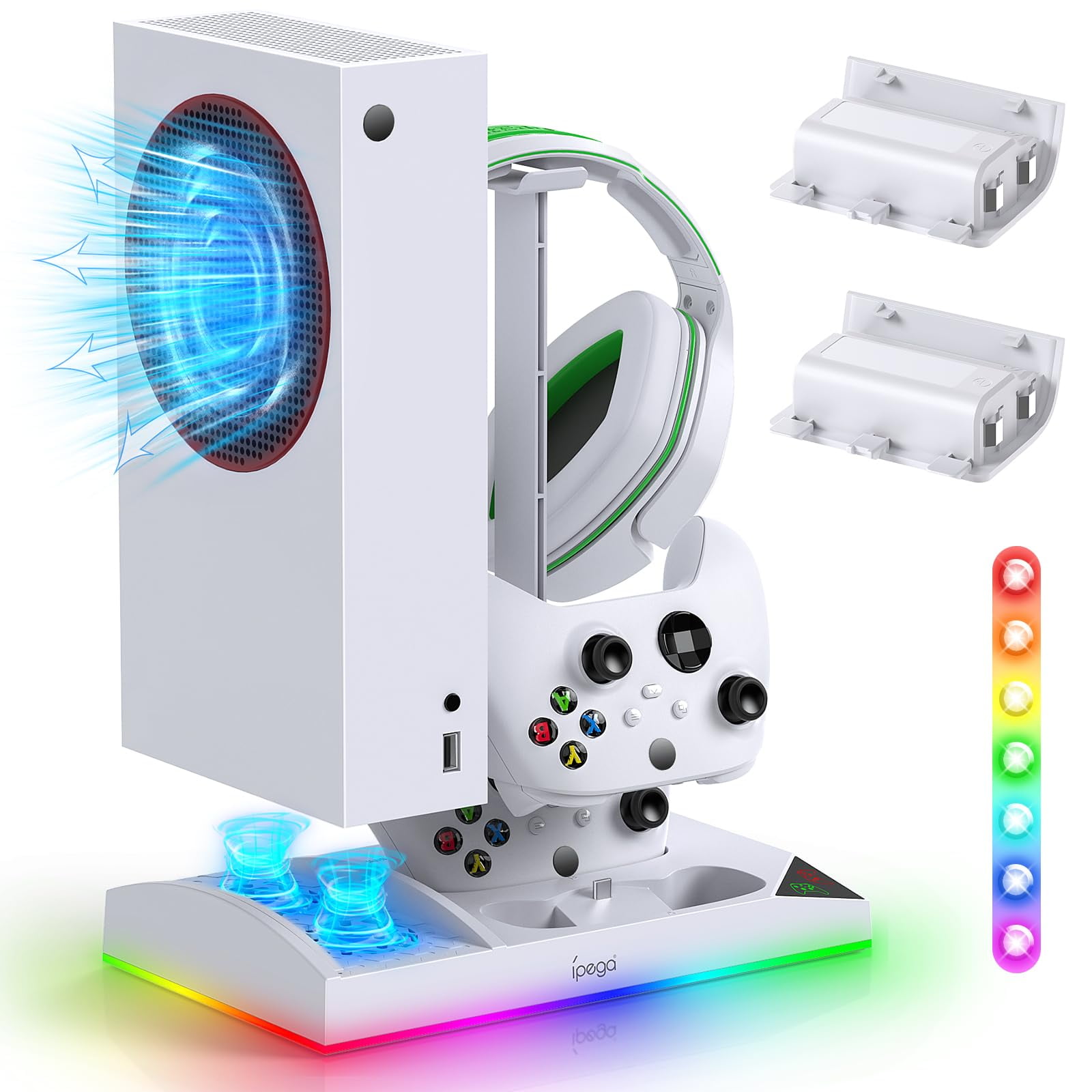Upgraded RGB Cooling Fan Charging Station for Xbox Series S Console ...