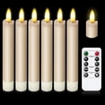 Upgraded Real Wax Short LED Flameless Taupe Taper Candles with Remote ...