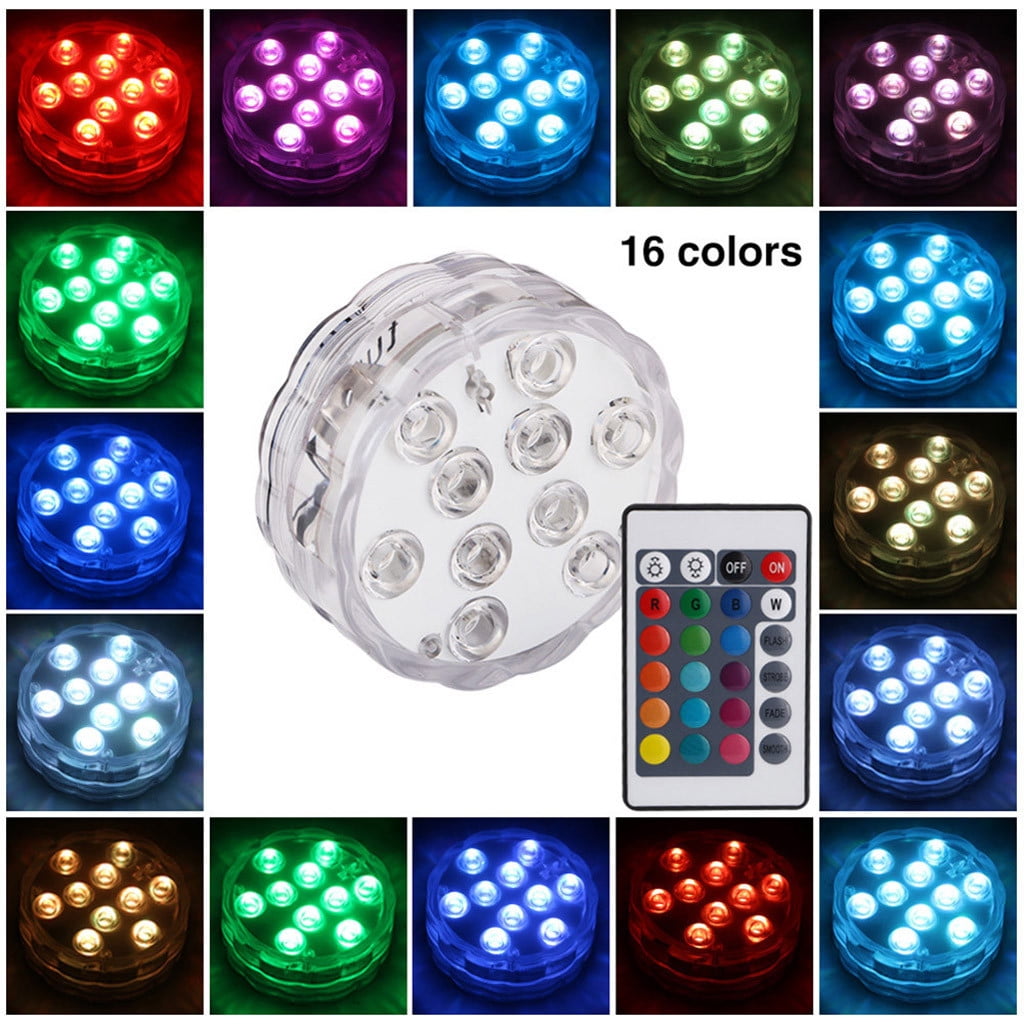 Upgraded Rechargeable Submersible LED Pool Lights with Remote IP68 Waterproof 16 Colors Hot Tub ...