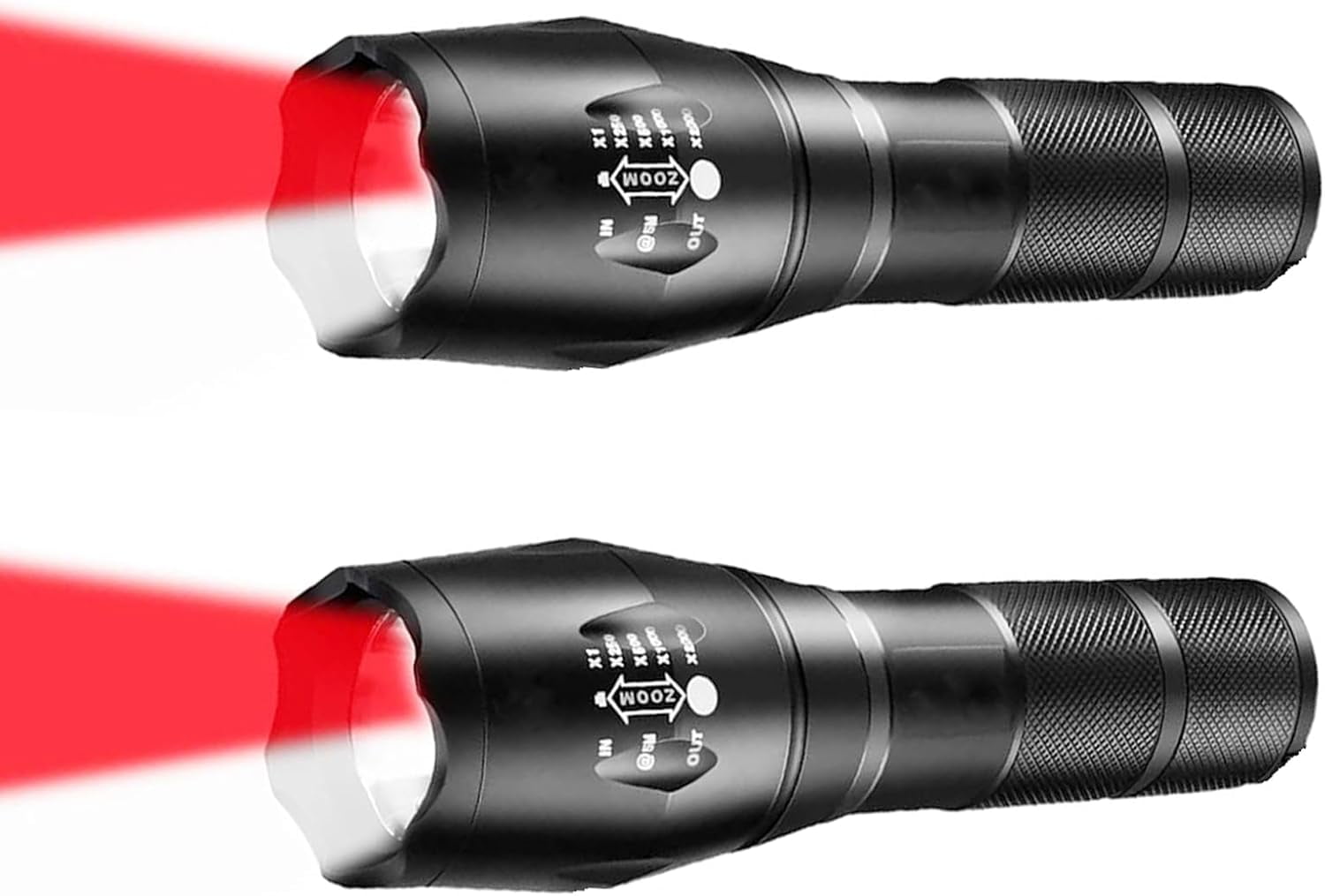 Upgraded Red Flashlight Powerful White & Red Light, Zoom Feature ...