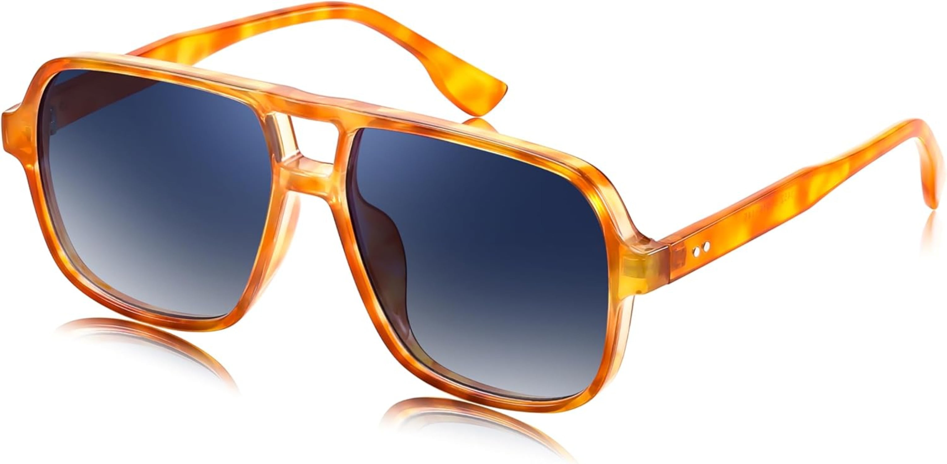 Upgraded Reinforced Frame Aviator Sunglasses Unisex Retro Square UV400 ...