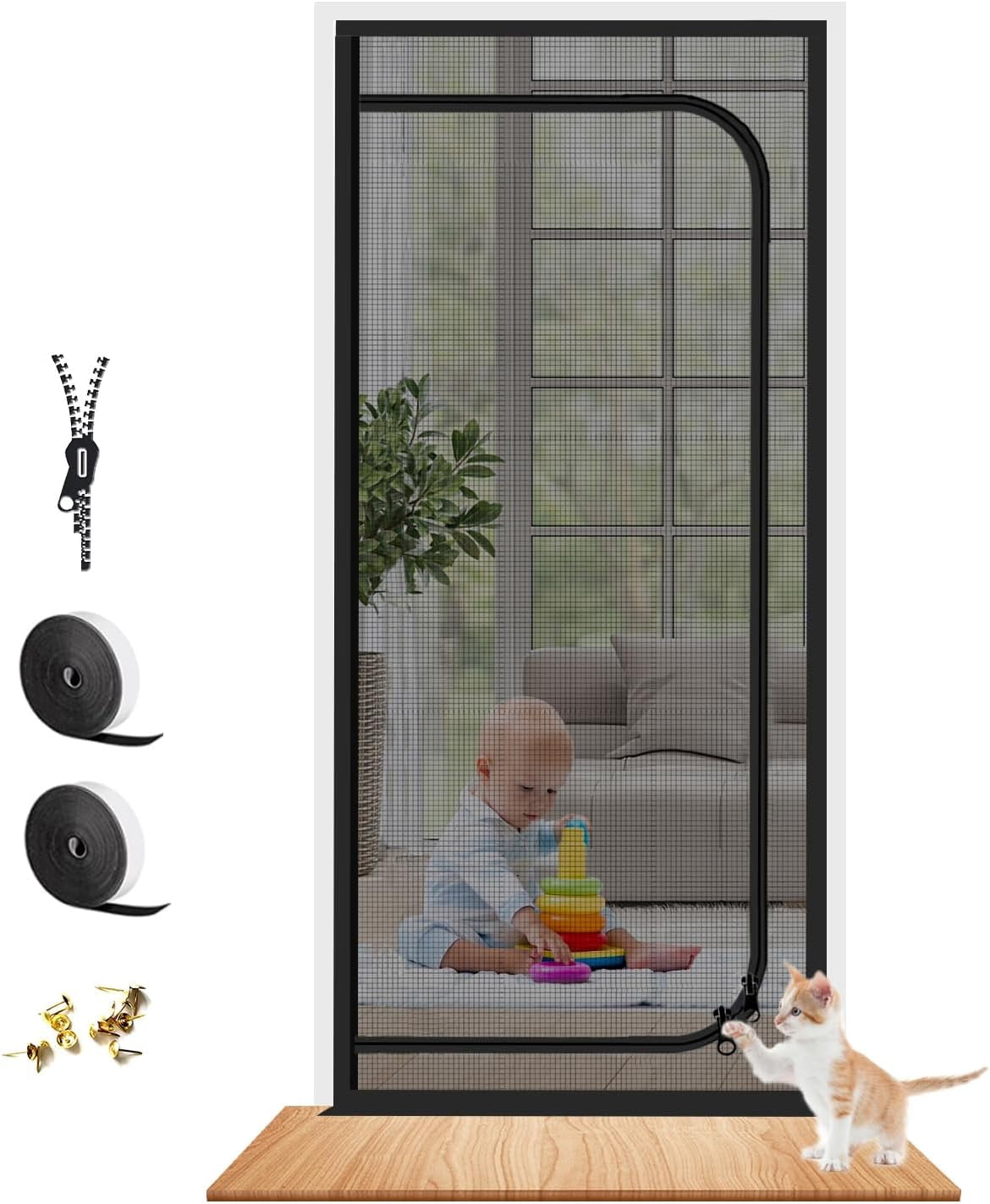 Upgraded Reinforced Pet Screen Door Thickened Cat Resistant Mesh Screen ...
