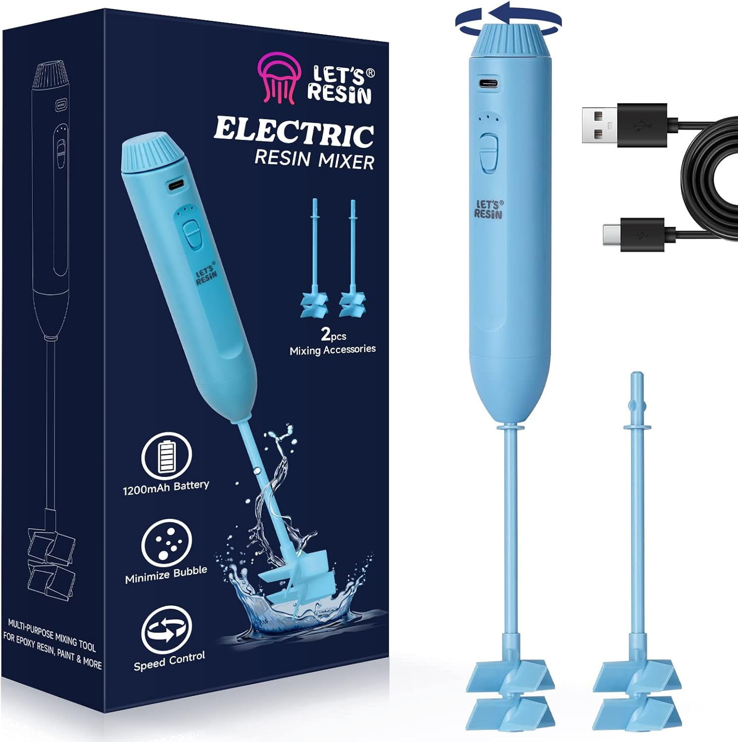 Upgraded Resin Mixer Electric, Double Mixing Effect & Speed Control ...