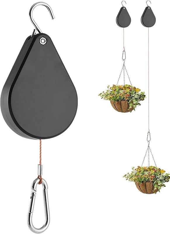 Upgraded Retractable Plant Hanger,Plant Pulleys for Hanging Plants,Easy ...