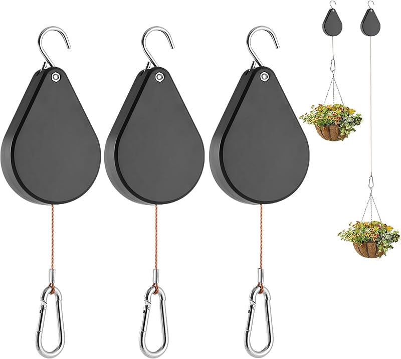 Upgraded Retractable Plant Hanger,Plant Pulleys for Hanging Plants,Easy ...