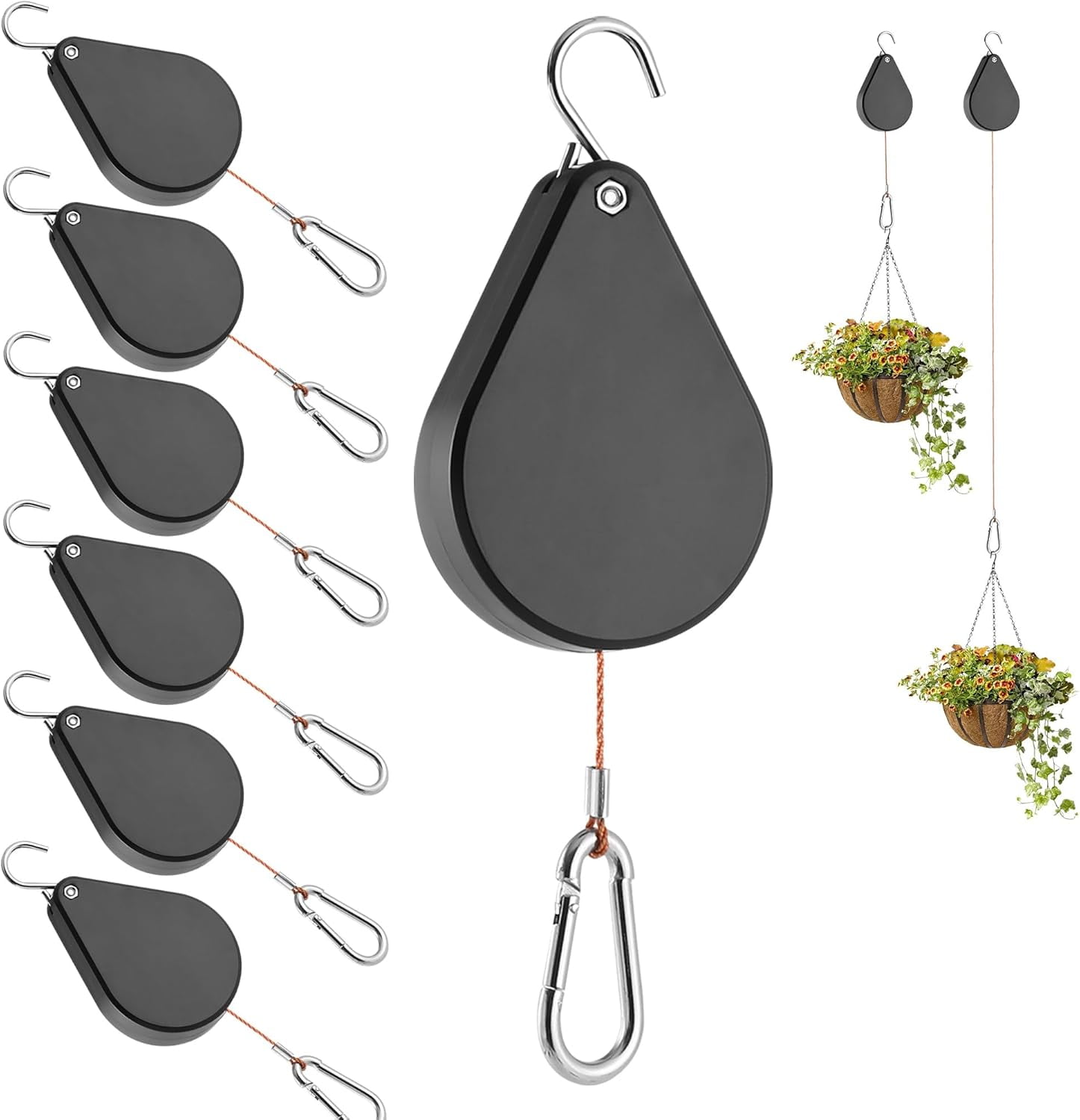 Upgraded Retractable Plant Hanger,Plant Pulleys for Hanging Plants,Easy ...