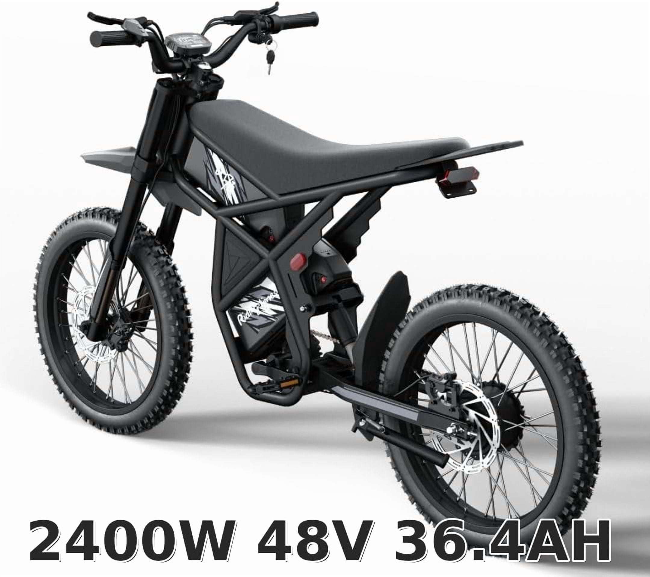 Riding'times-GT73 Electric Dirt Bike for Adults 2400W 48V Motor 36.4 Dual Battery Max 37 mph 85 ...