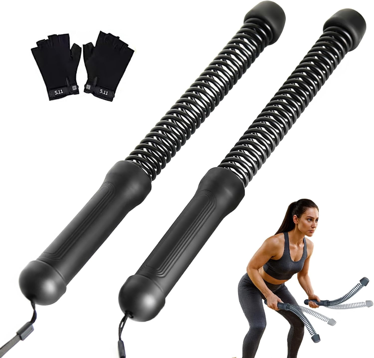 Upgraded Ropeless Battle Ropes for Gym, Weighted Workout Ropes for HIIT ...