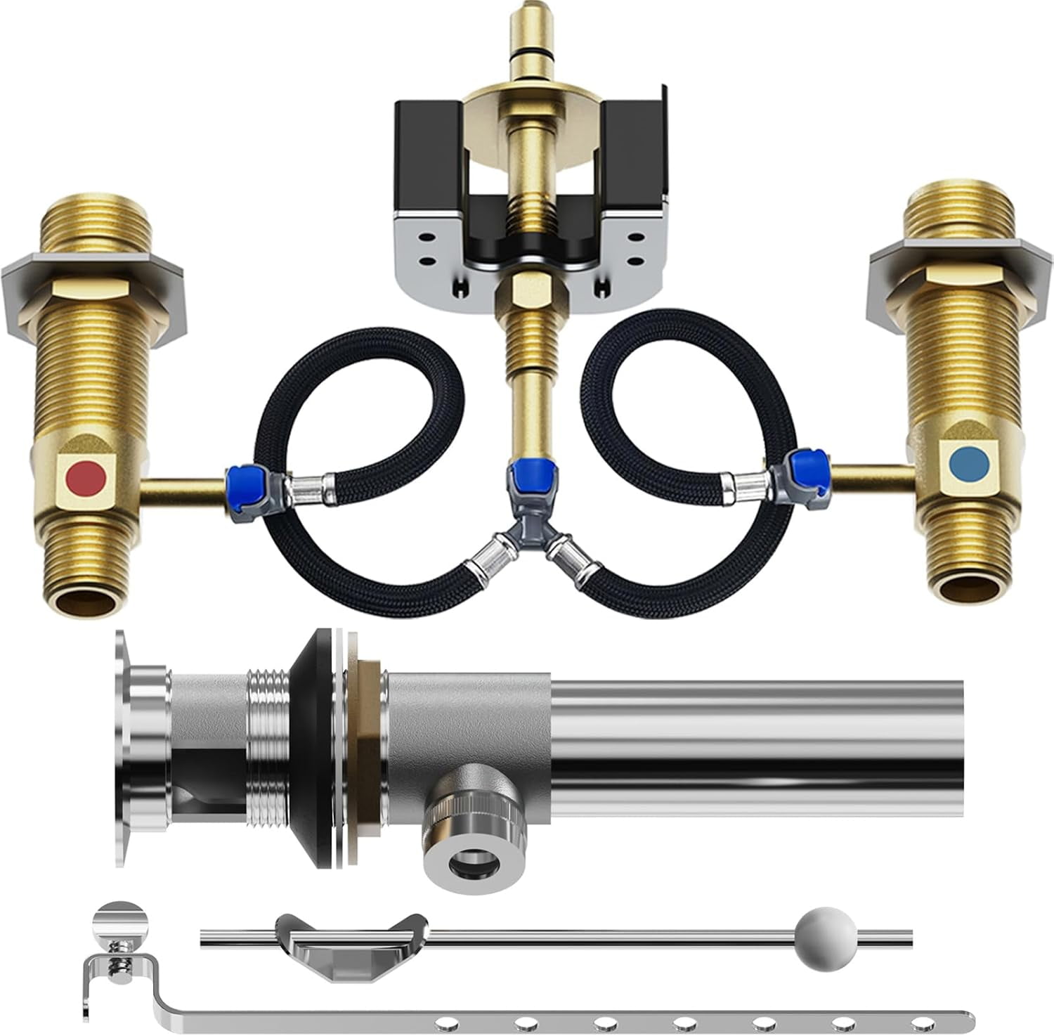 Upgraded Rough-In Valve with Drain Assembly,Compatible with Moen Widespread Bathroom Sink ...