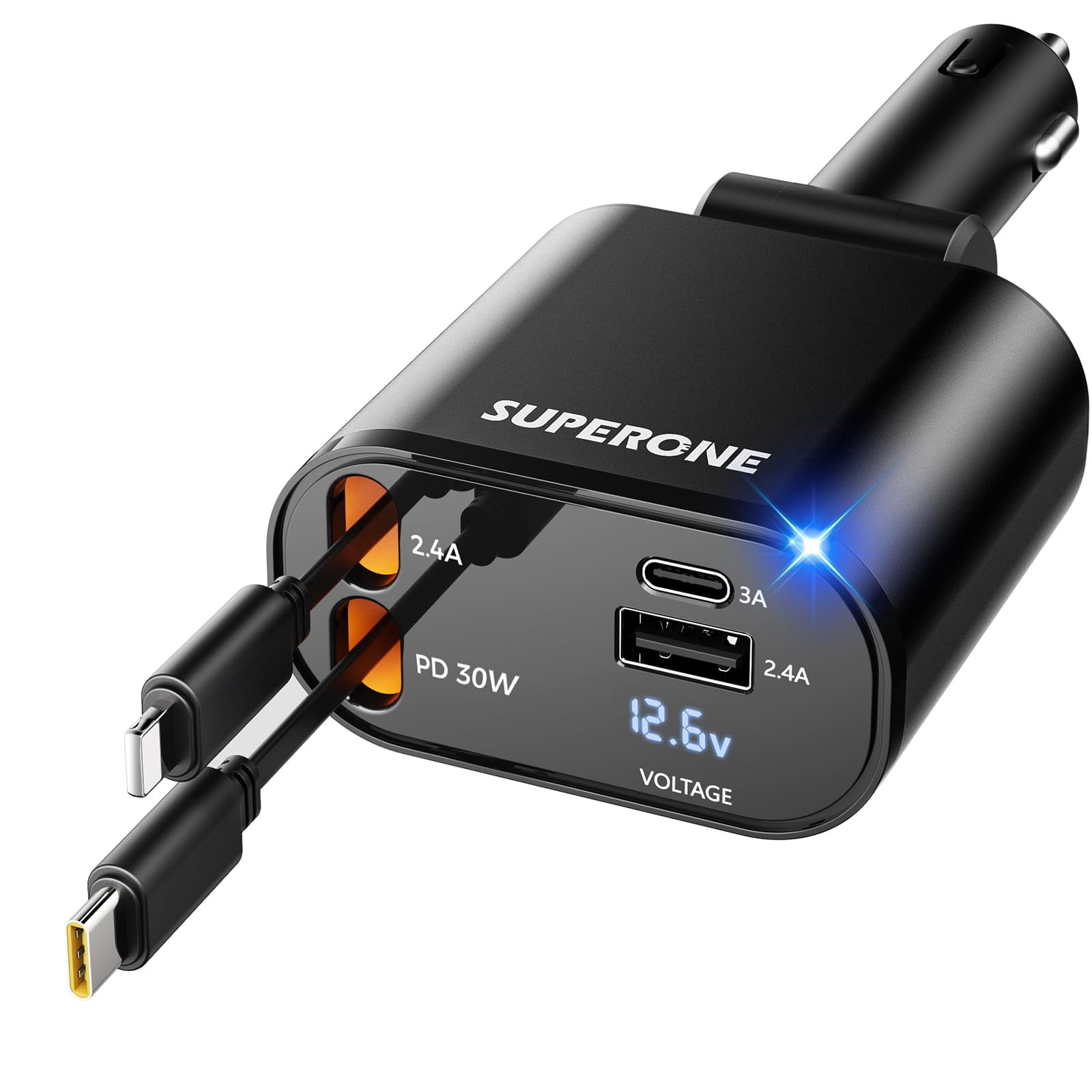 【Upgraded】 SUPERONE Retractable Car Charger 4 in 1, Fast Car Phone ...