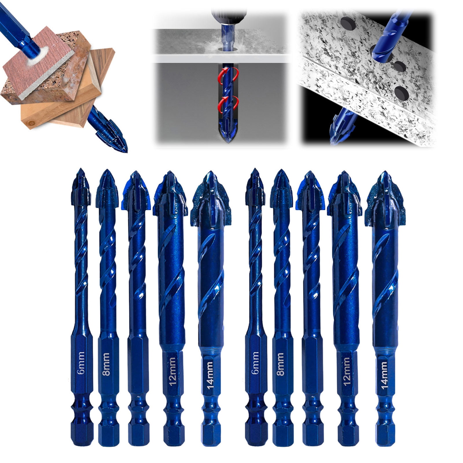 Upgraded Serrated Masonry Drill Bit Set 1/4 to 9/16 Inch 10pc Set ...