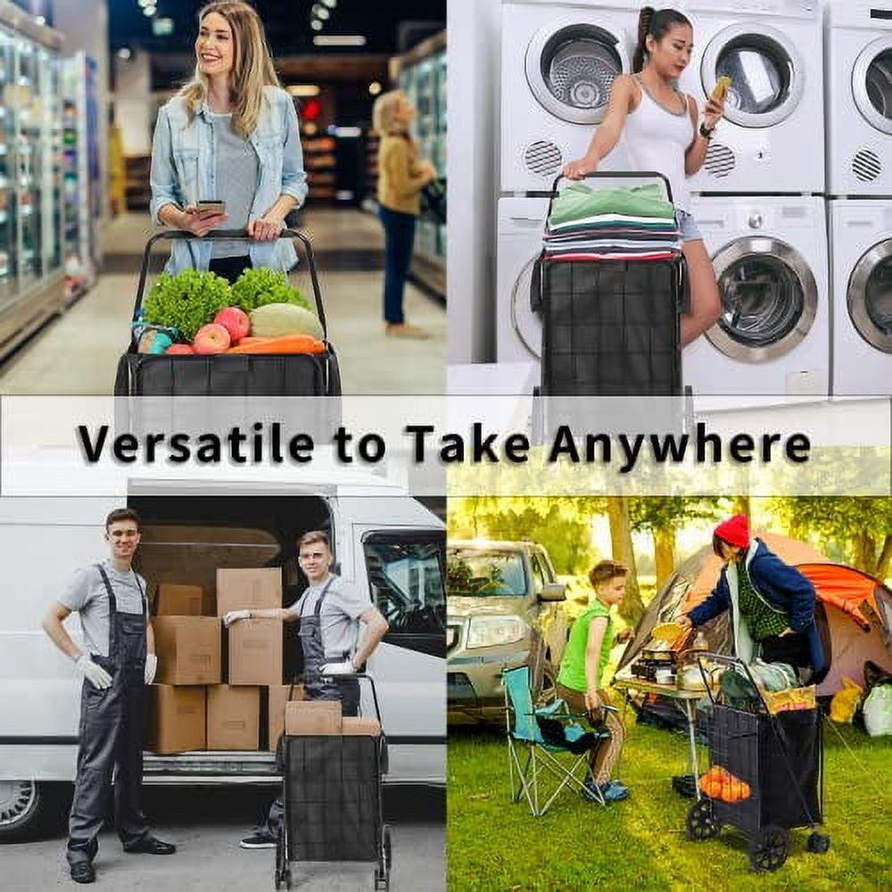 Upgraded Shopping Cart w/ 360° Swivel Wheels & Waterproof Basket Liner ...