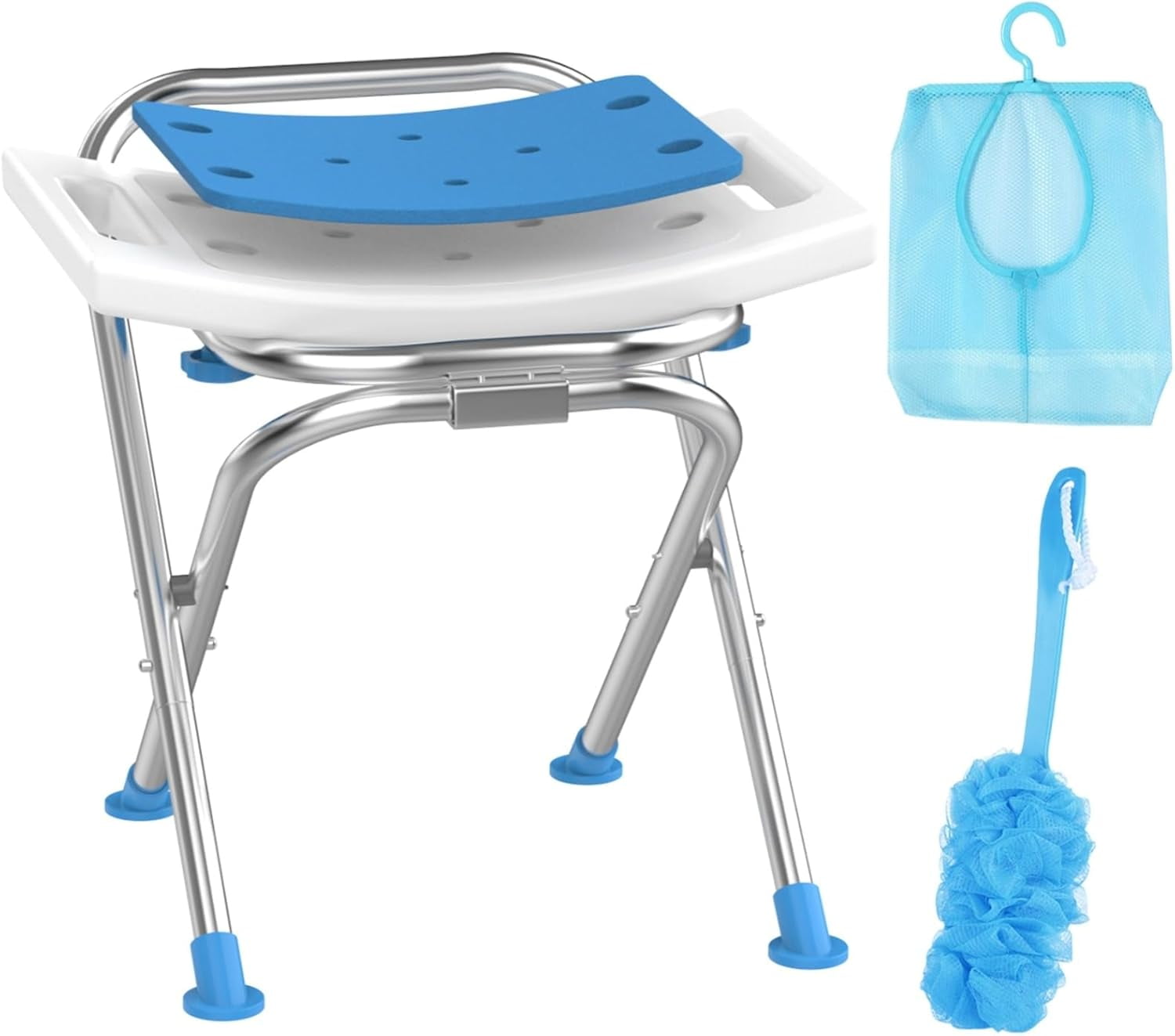 Upgraded Shower Chair with Cutout Seat, Stainless Steel Shower Bench ...