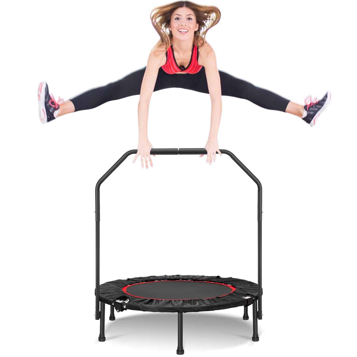 Upgraded Small Exercises Trampoline with Armrest Handle, Indoor Outdoor ...