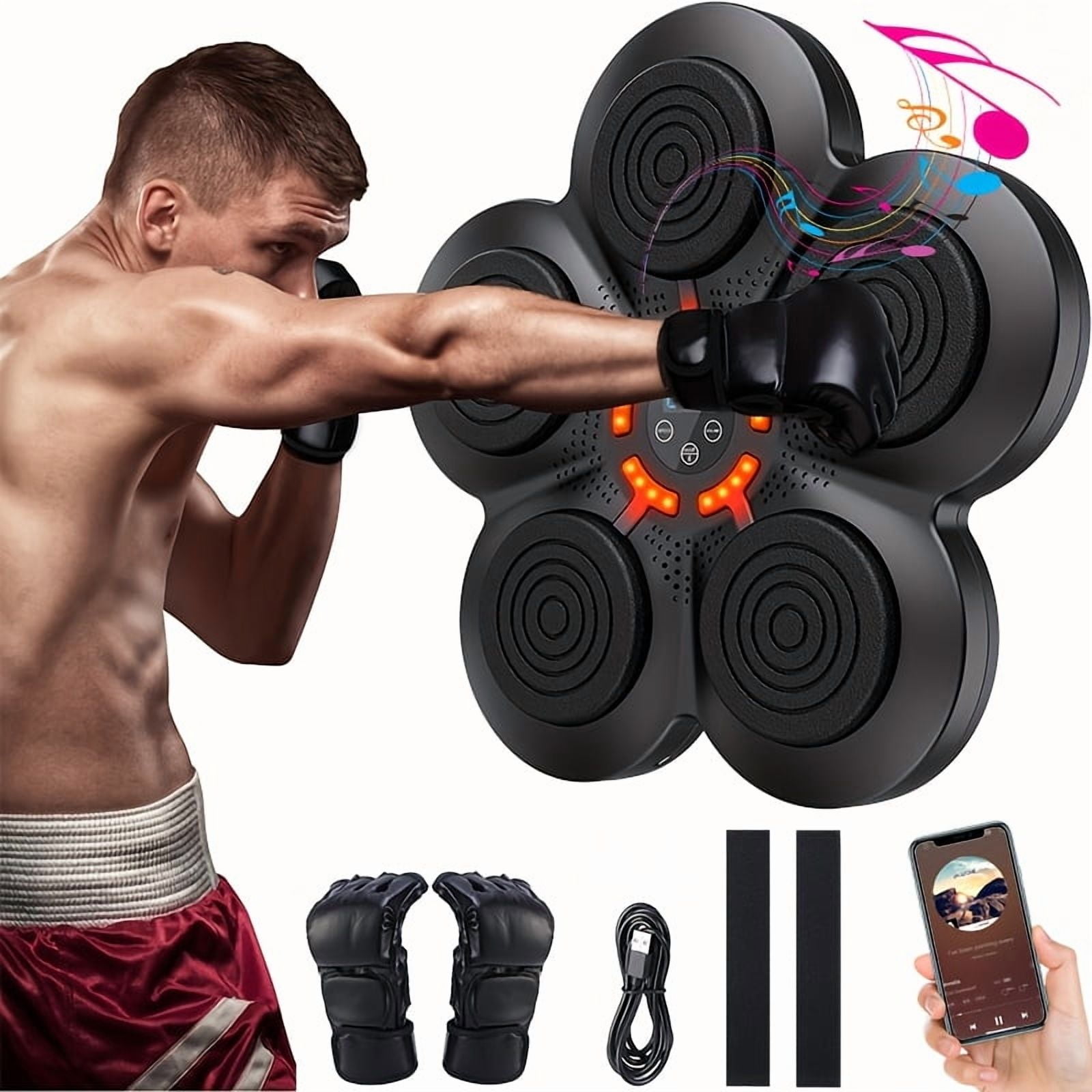 Upgraded Smart Music Boxing Machine Set w/Gloves & Wall-mounted Target ...