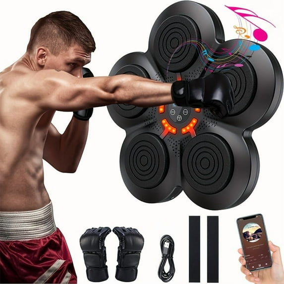 Upgraded Smart Music Boxing Machine Set w/Gloves & Wall-mounted Target ...