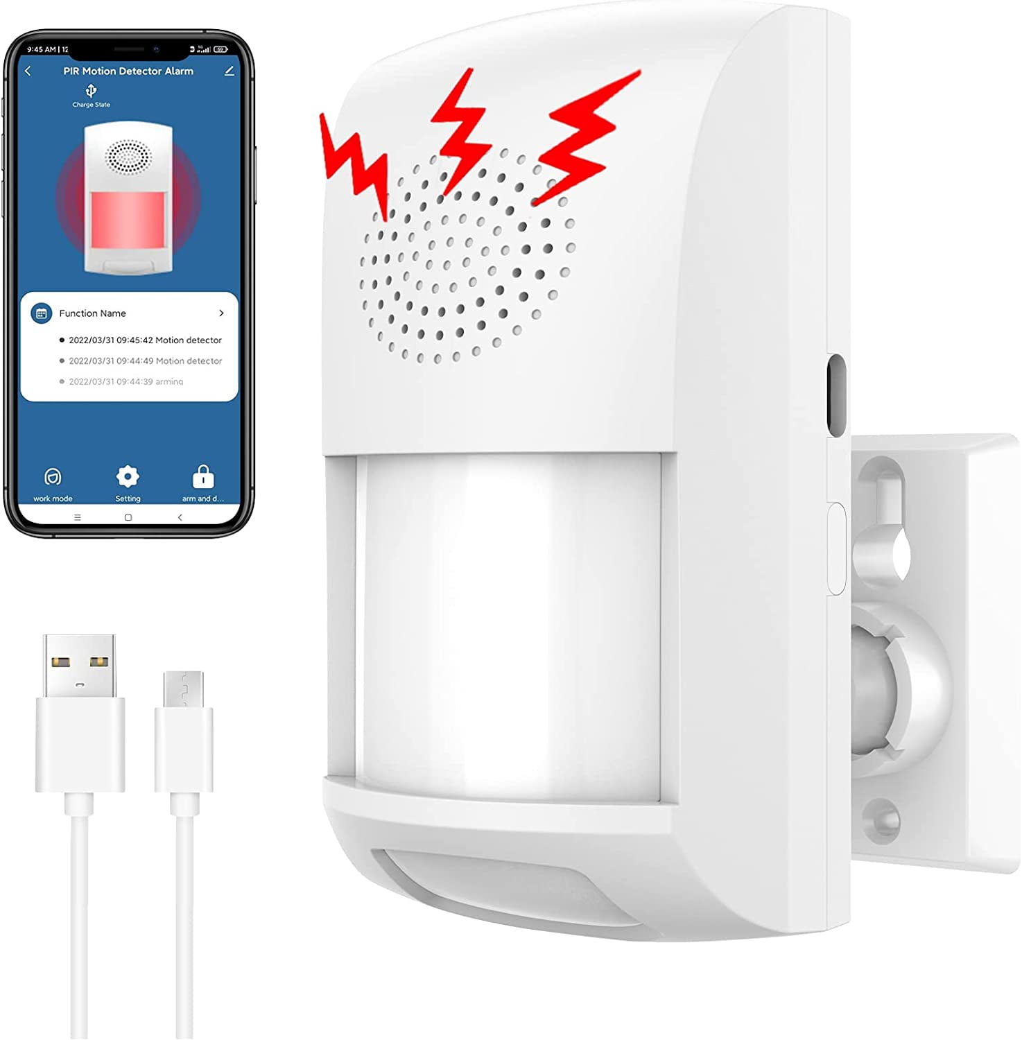 Upgraded Smart WiFi Motion Sensor Detector Alarm Indoor with Siren ...