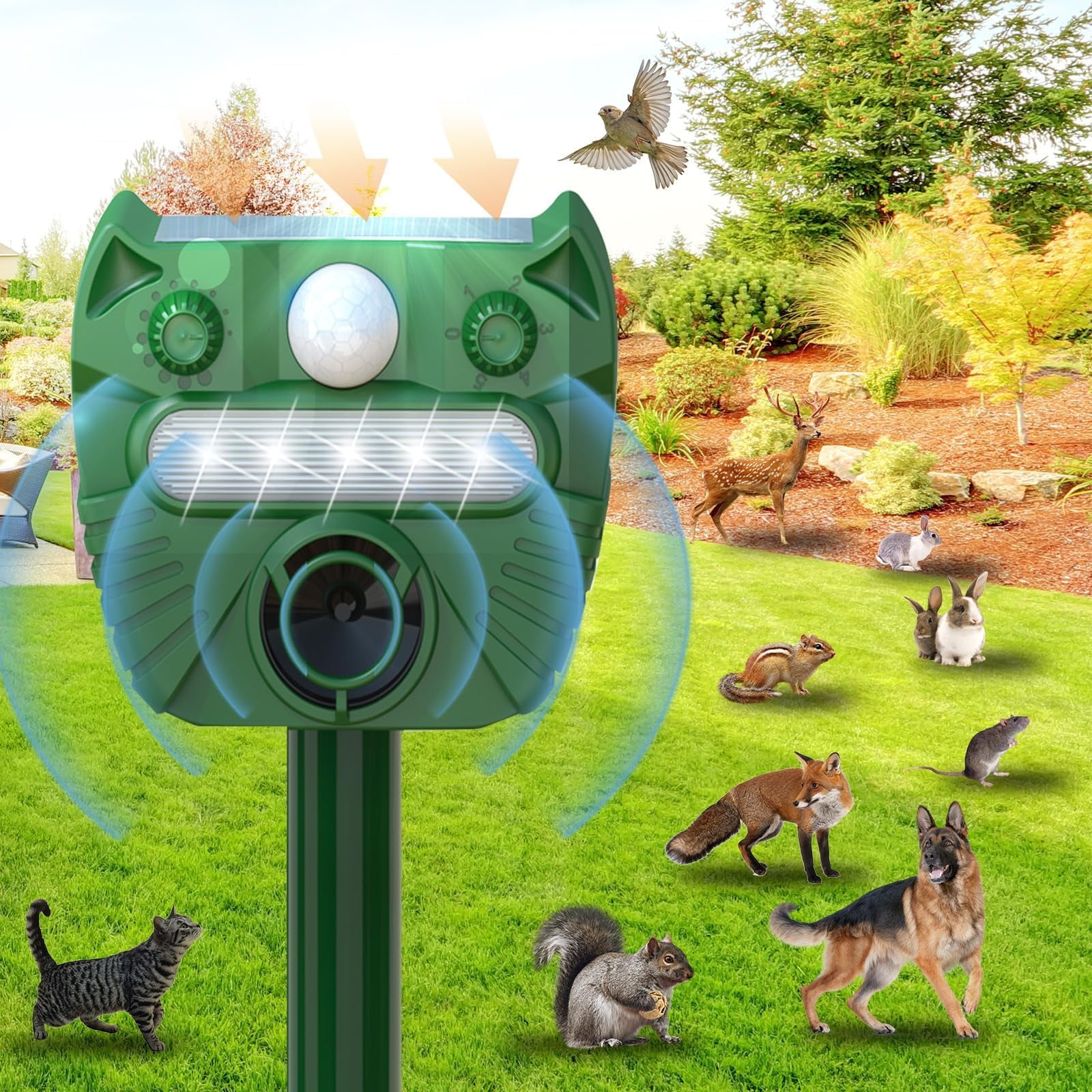 Upgraded Solar Animal Repellent,2025 Cat Repellent Outdoor,Deer ...