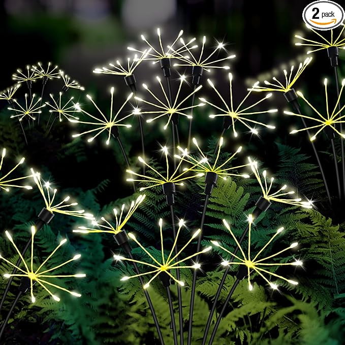 Upgraded Solar Garden Lights Outdoor,Swaying Twinkling with 2PACKS ...