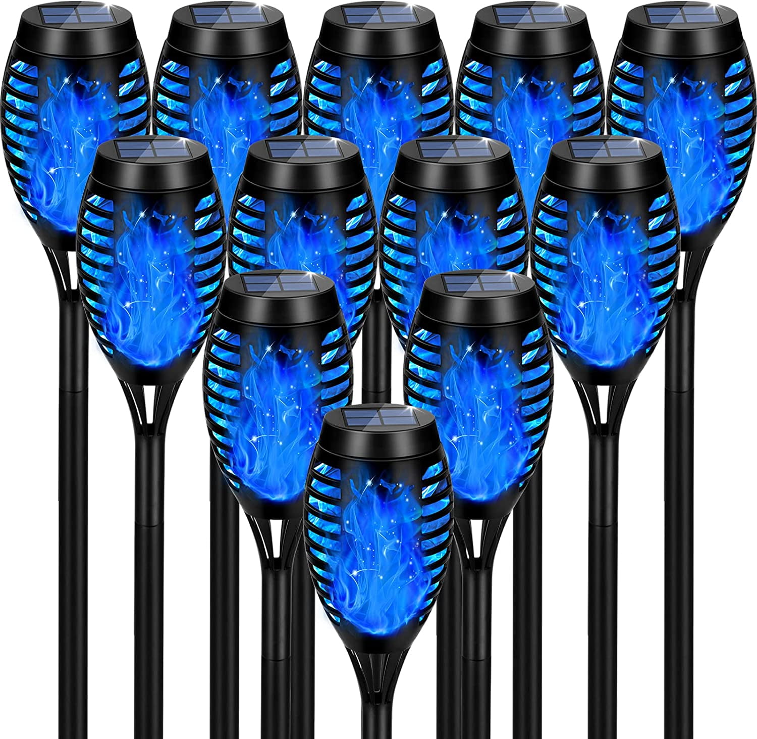 Upgraded Solar Lights Outdoor Waterproof Blue, 12 Pack Solar Torch ...