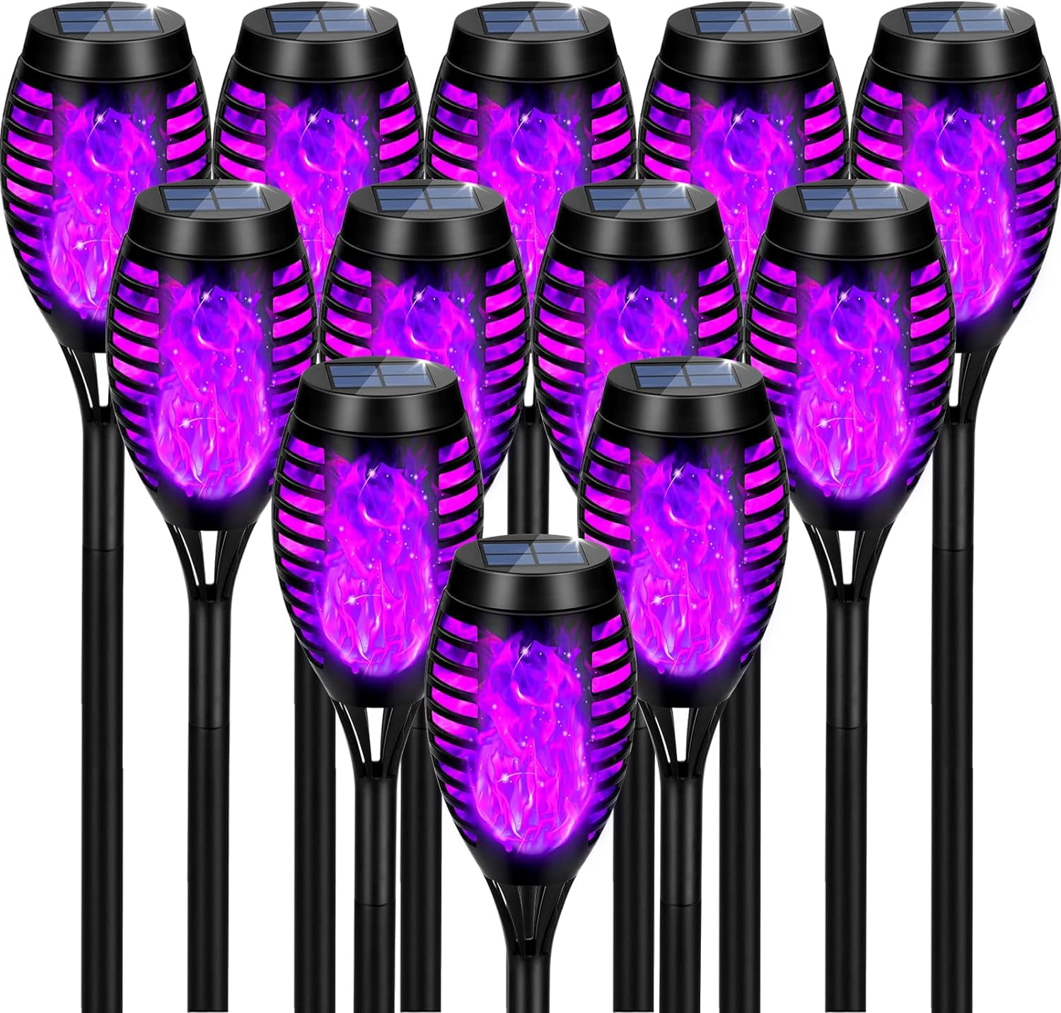 Upgraded Solar Lights Outdoor Waterproof Purple, 12 Pack Solar Torch ...