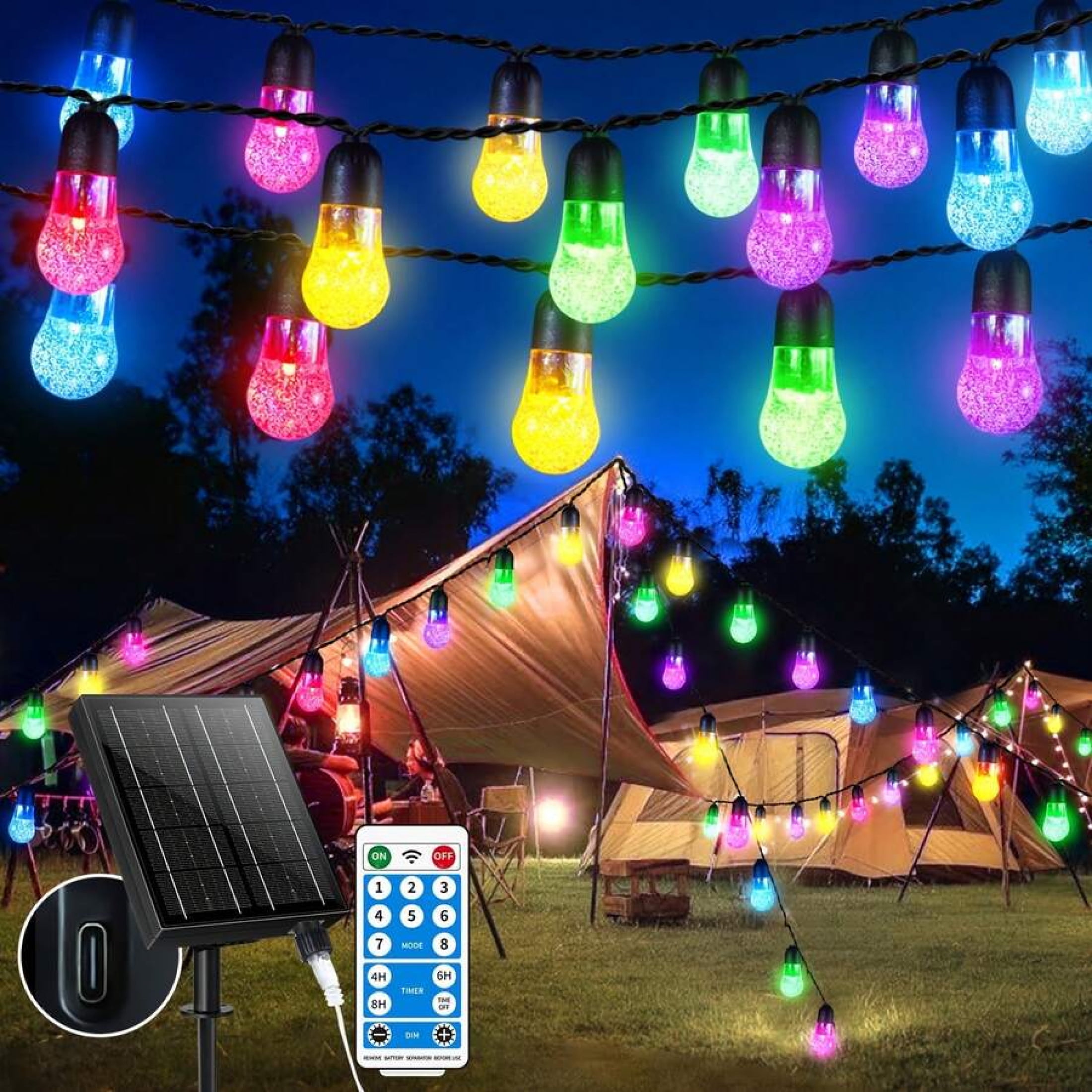 Upgraded Solar String Lights Outdoor Waterproof - Pear-Style Color ...