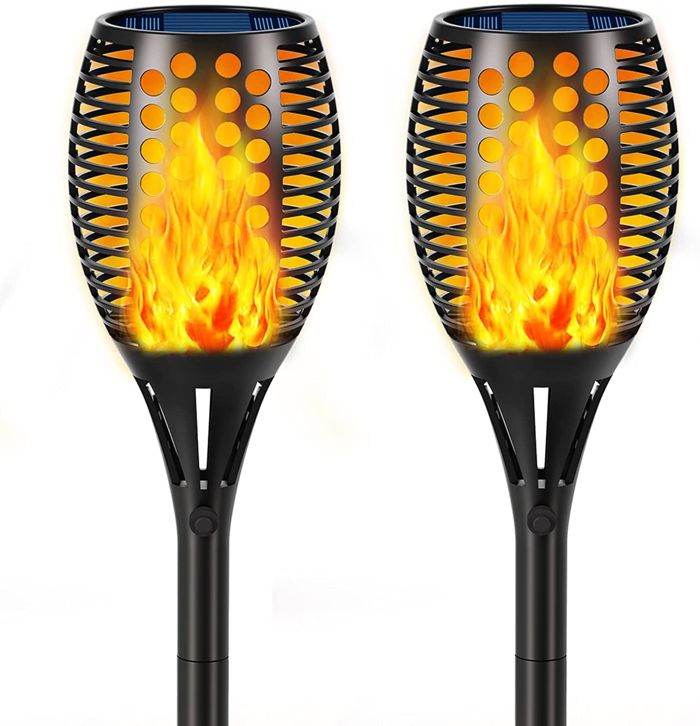 Upgraded Solar Torch Lights 43 inches Flickering Dancing Flames ...