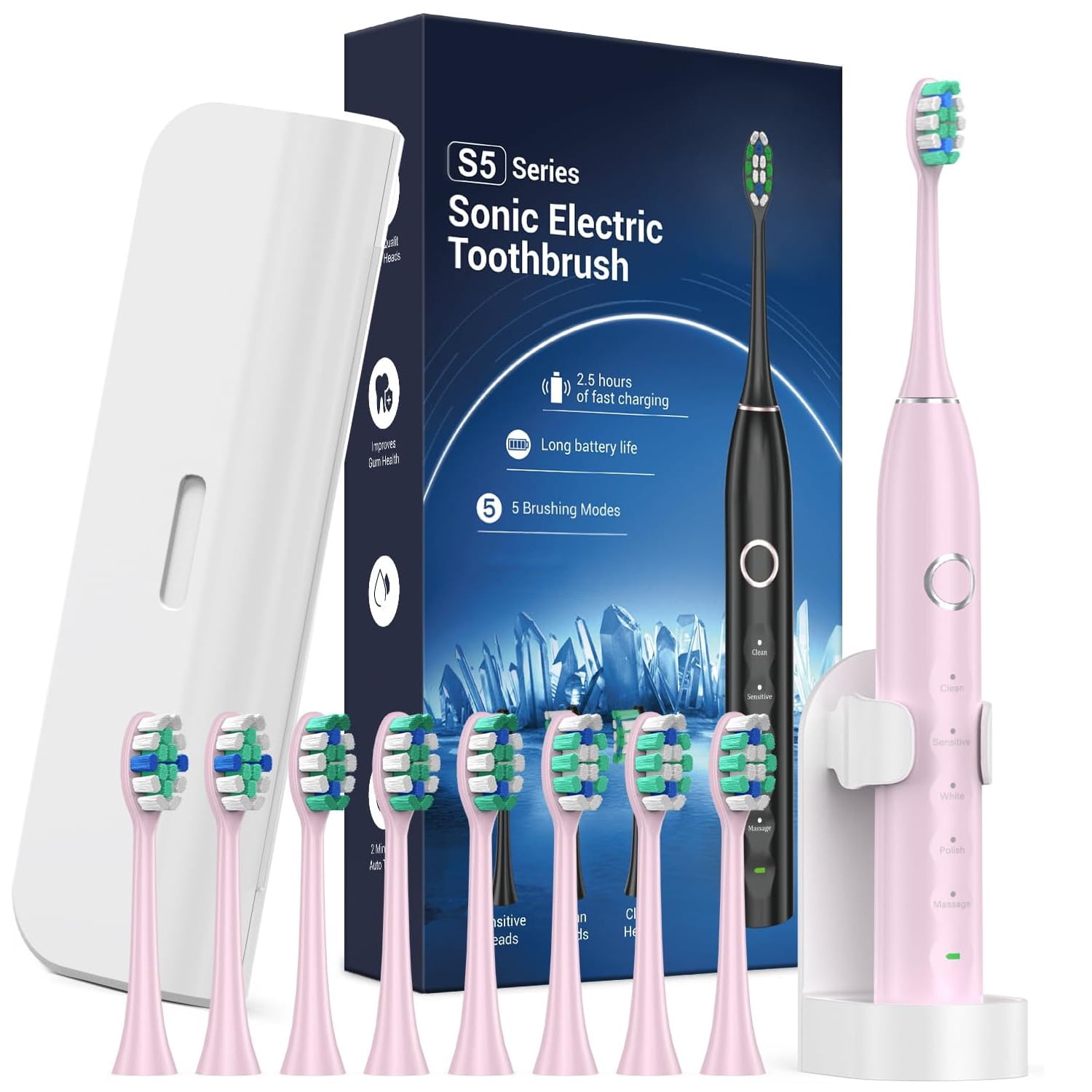 Upgraded Sonic Electric Toothbrush for Adults and Kids Ages 12+ with 8 ...