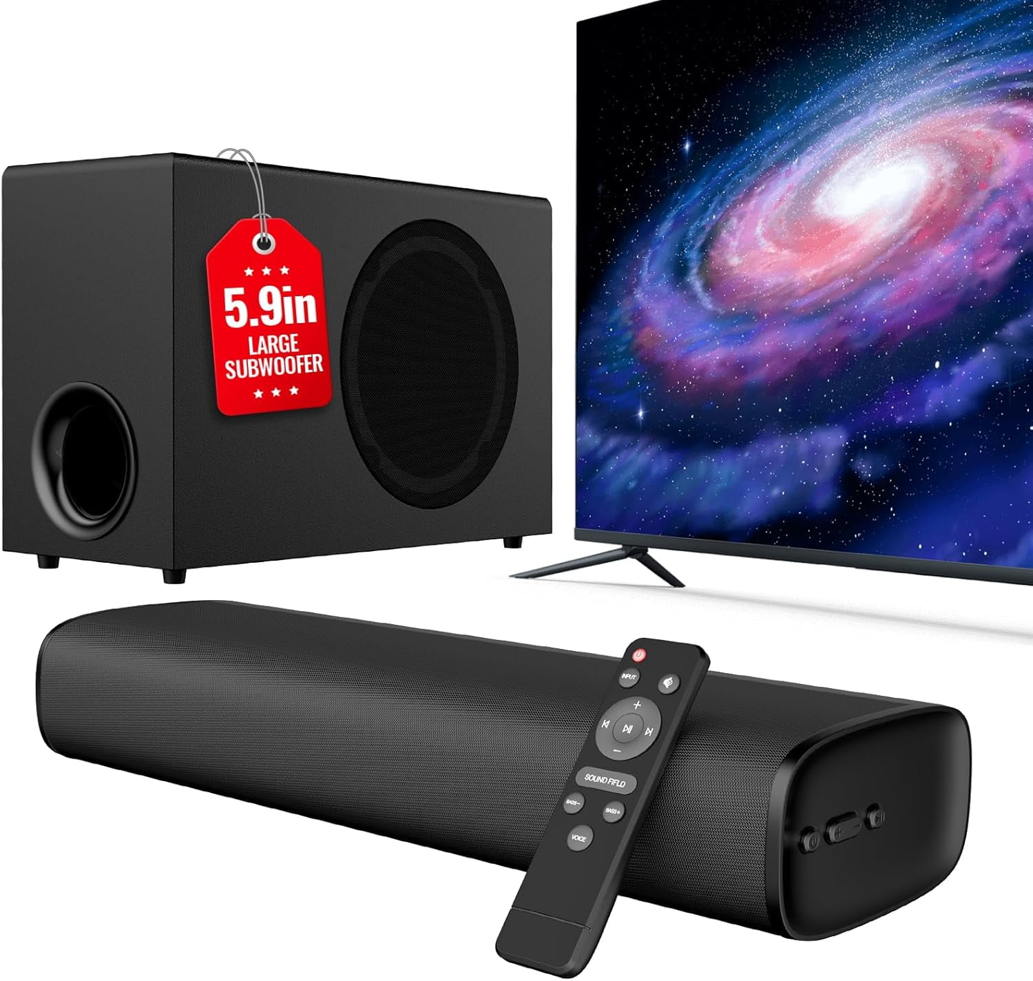 Upgraded Sound Bar for TV with 5.9inch Big Powerful 110W Subwoofer ...