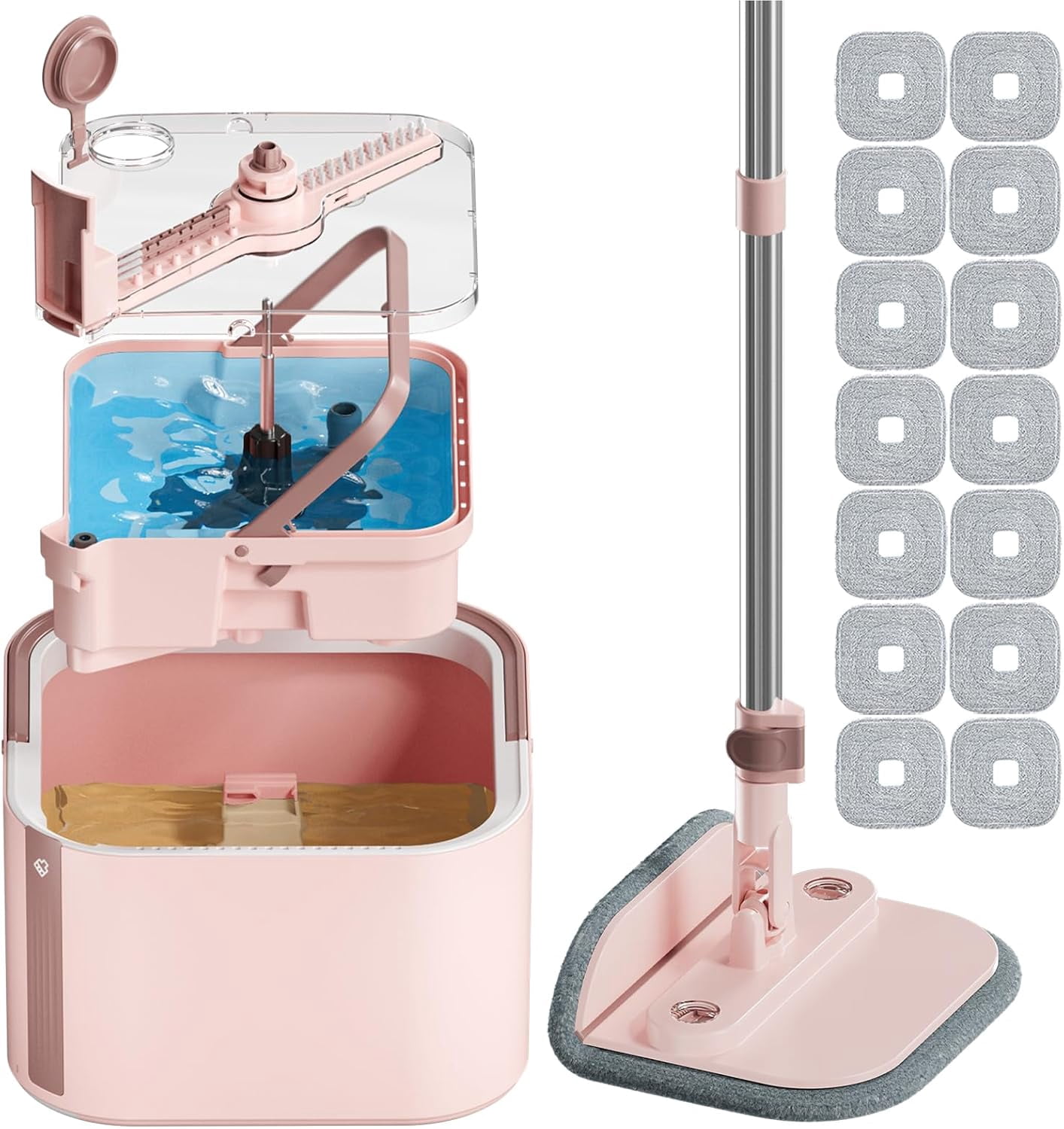 Spin Mop and Bucket Set with Self-Wringing, Rotating Clean, Separate ...